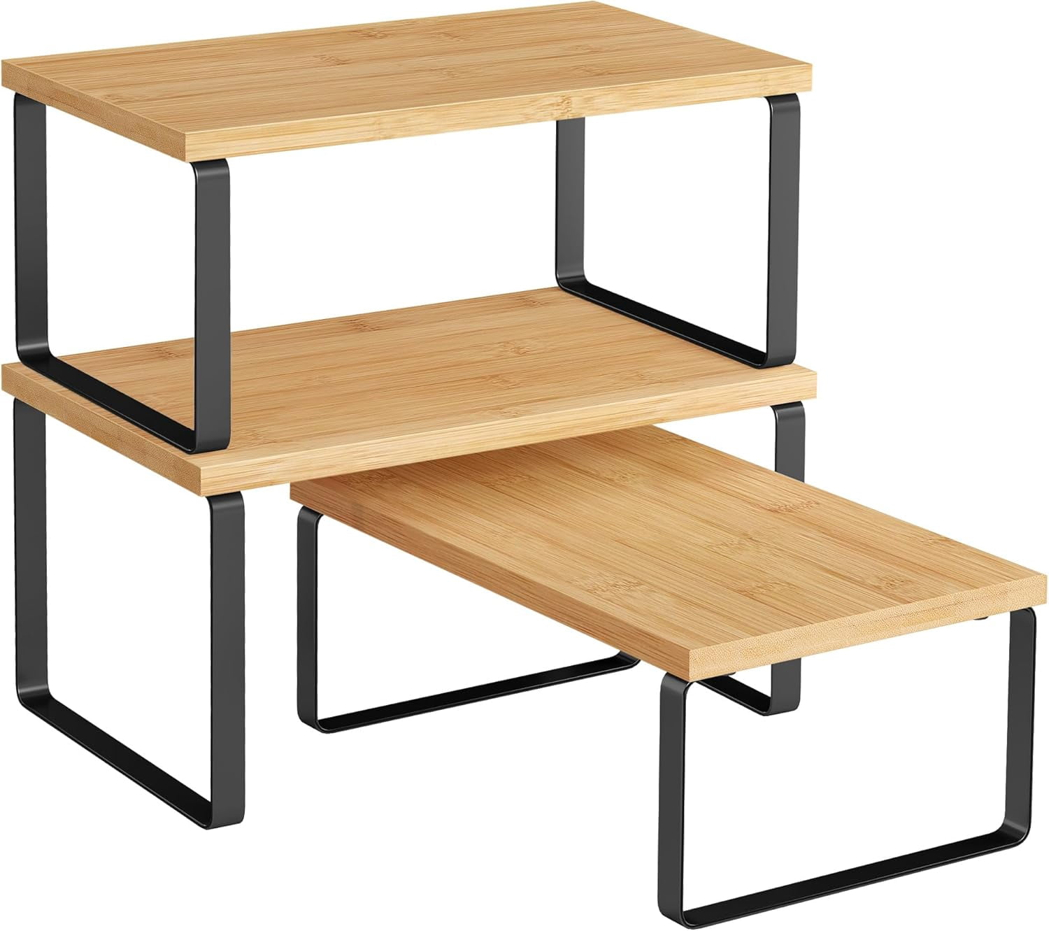 Cabinet Organizer Shelf, Set of 3 Kitchen Counter Shelves, Kitchen ...