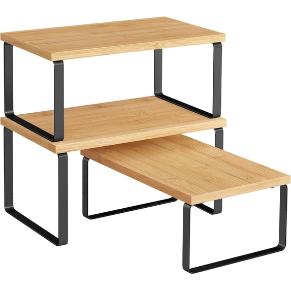 Cabinet Organizer Shelf, Set of 3 Kitchen Counter Shelves, Kitchen ...