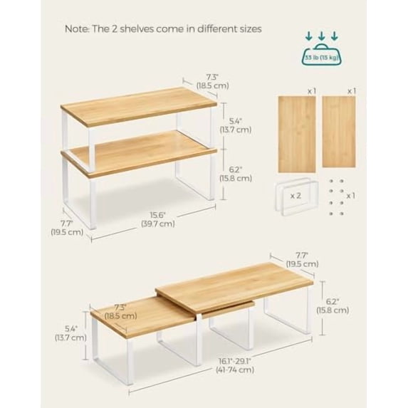 Cabinet Organizer Shelf, Set of 4 Kitchen Counter Shelves, Kitchen ...