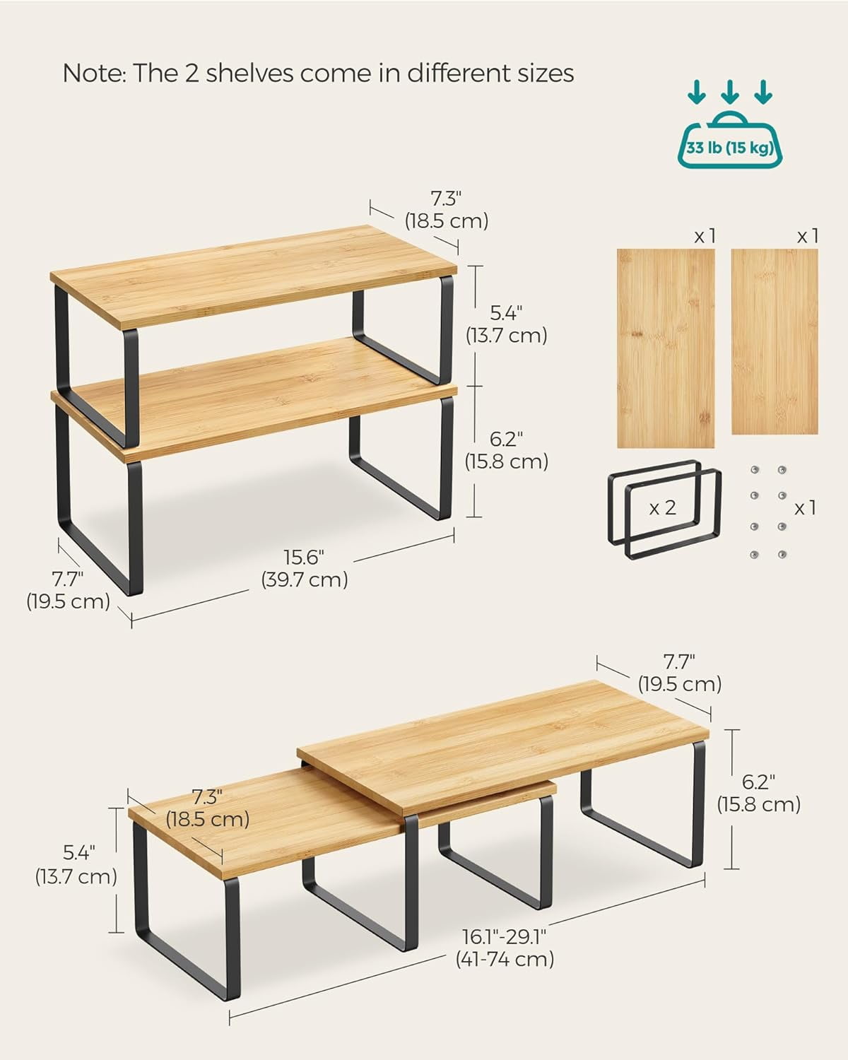 Cabinet Organizer Shelf, Set of 4 Kitchen Counter Shelves, Kitchen ...