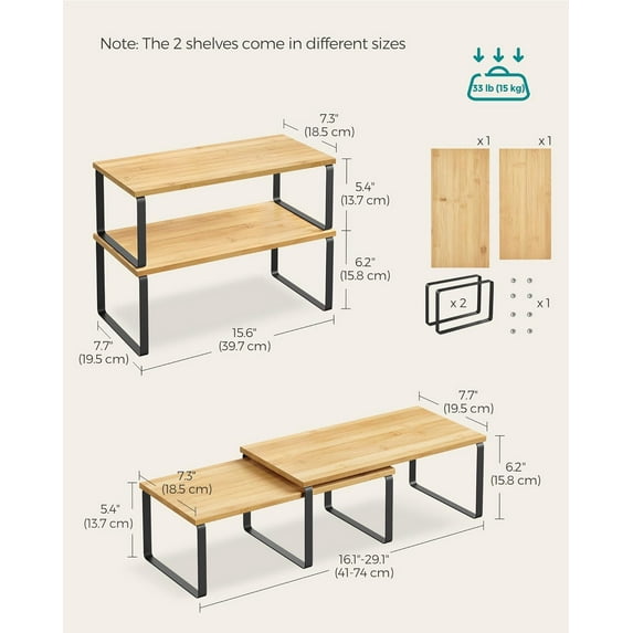 Cabinet Organizer Shelf, Set of 4 Kitchen Counter Shelves, Kitchen ...