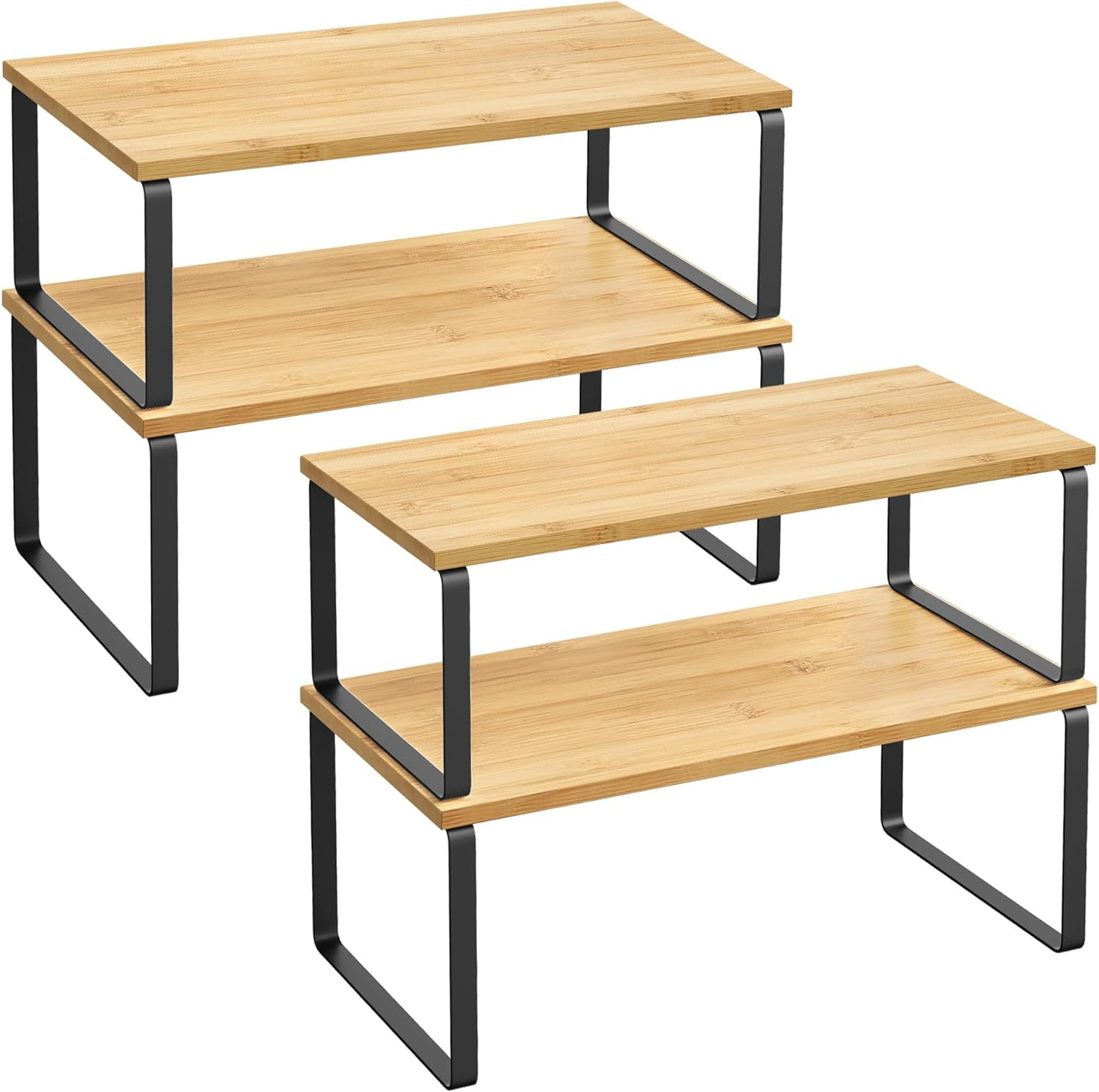 Cabinet Organizer Shelf, Set of 4 Kitchen Counter Shelves, Kitchen ...