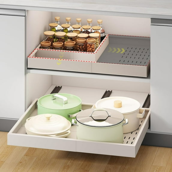 Cabinet Organizer,Width (14"-21") and Depth (17"-24") Expandable With 3 ...