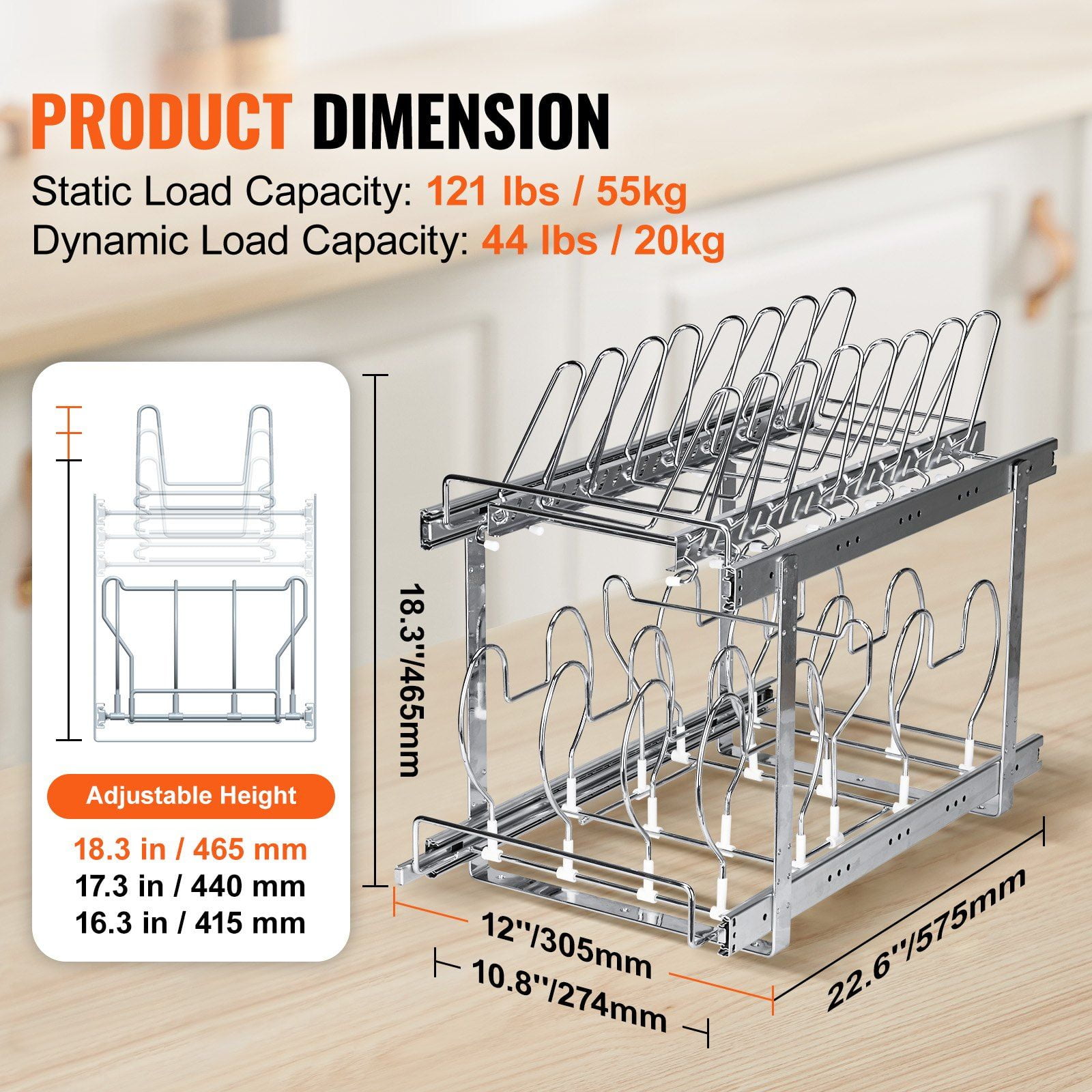 Under Cabinet Pan and Pot Rack, 2-Tier Pull Out Organizer for Baking ...