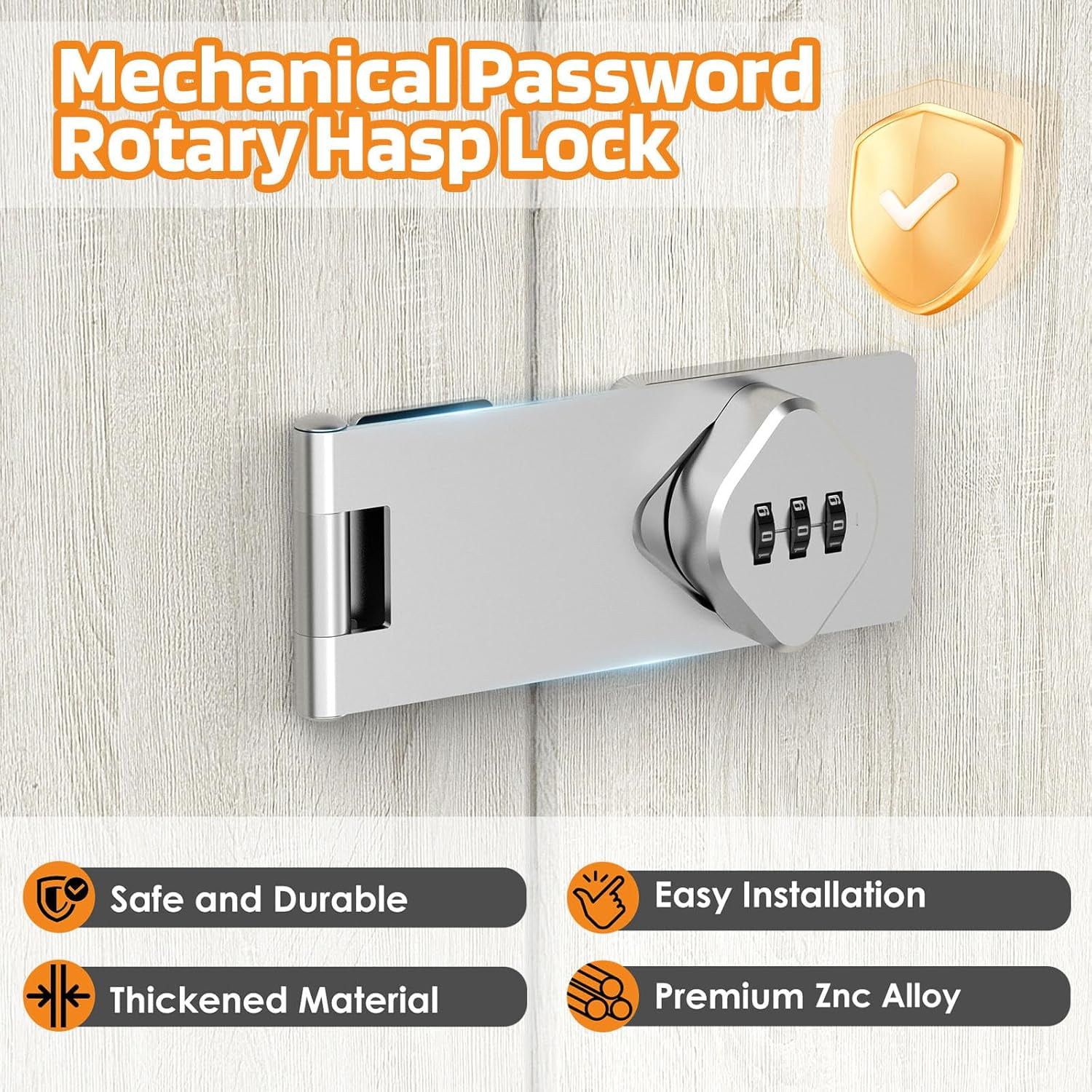 Cabinet Password Hasp Lock, Keyless Gate Lock, 3-Digit Combination Lock ...