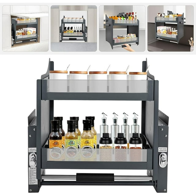 Cabinet Pull Down Shelf, 22/24Inch Cabinet Pull Down Shelving System ...