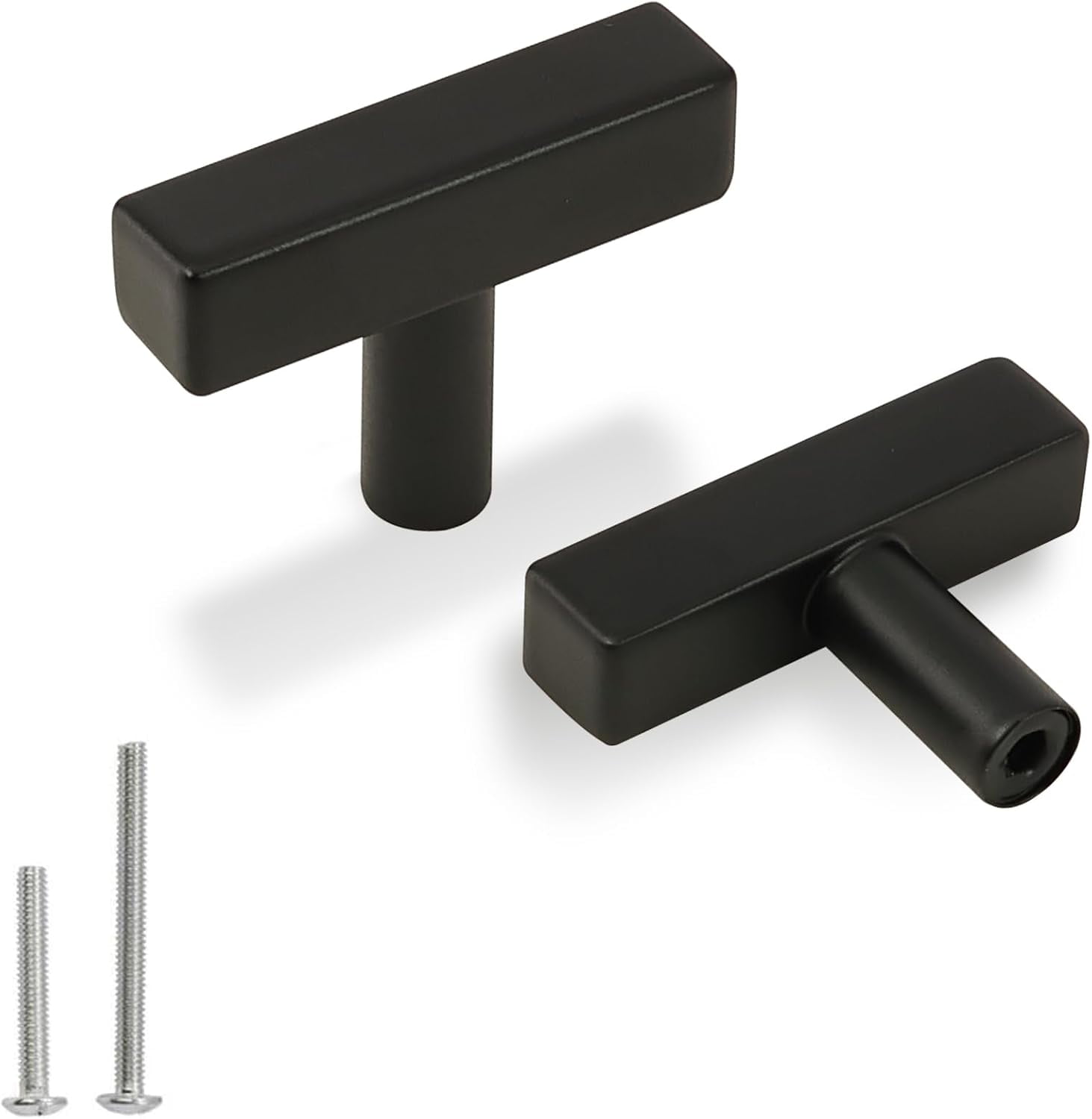 Cabinet Pulls Matte Black Single Hole Cabinet Handles, 10 Pack Square T ...