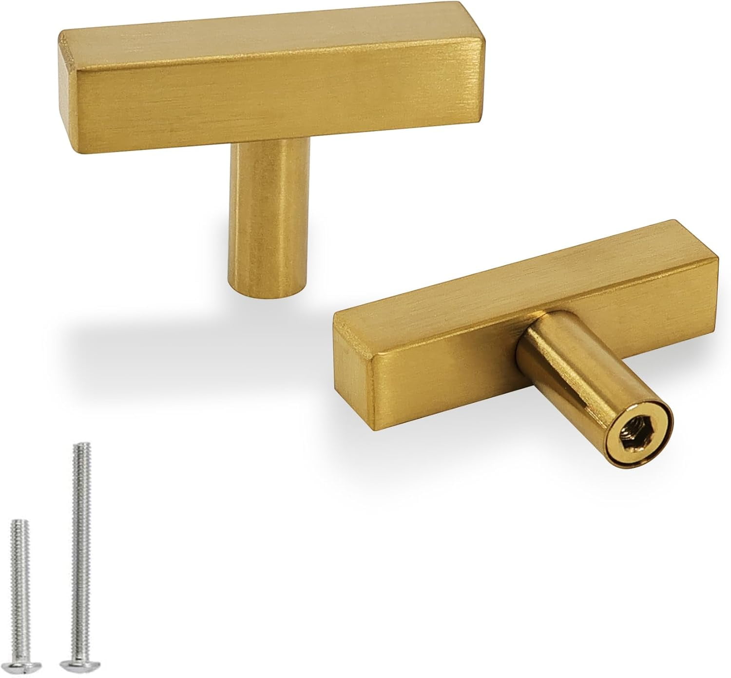 Cabinet Pulls Single Hole Cabinet Handles, 10 Pack Square Gold T Bar ...