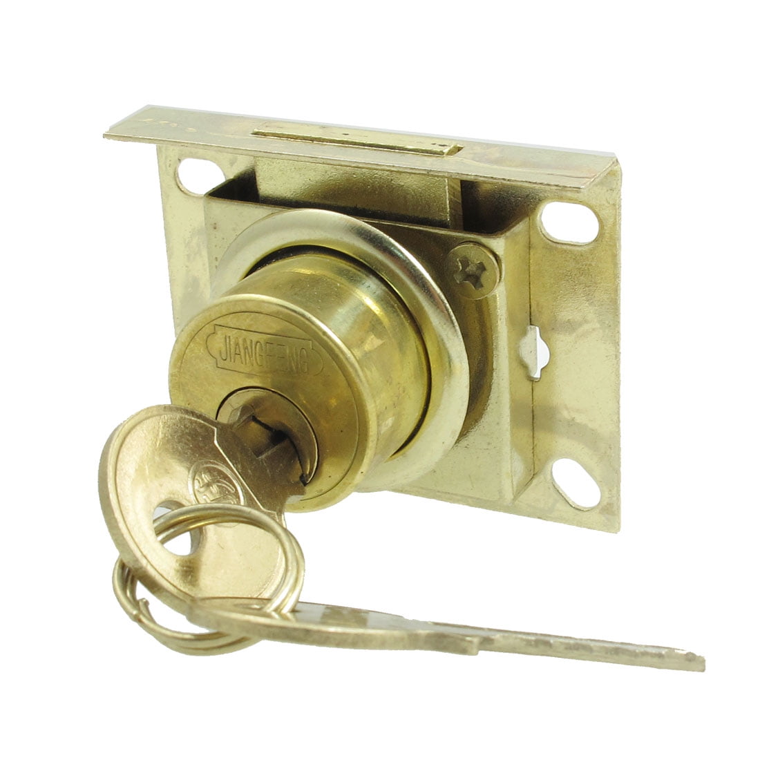Cabinet Security Gold Tone Metal 0.8" Cylinder Drawer Lock w 2 Keys ...