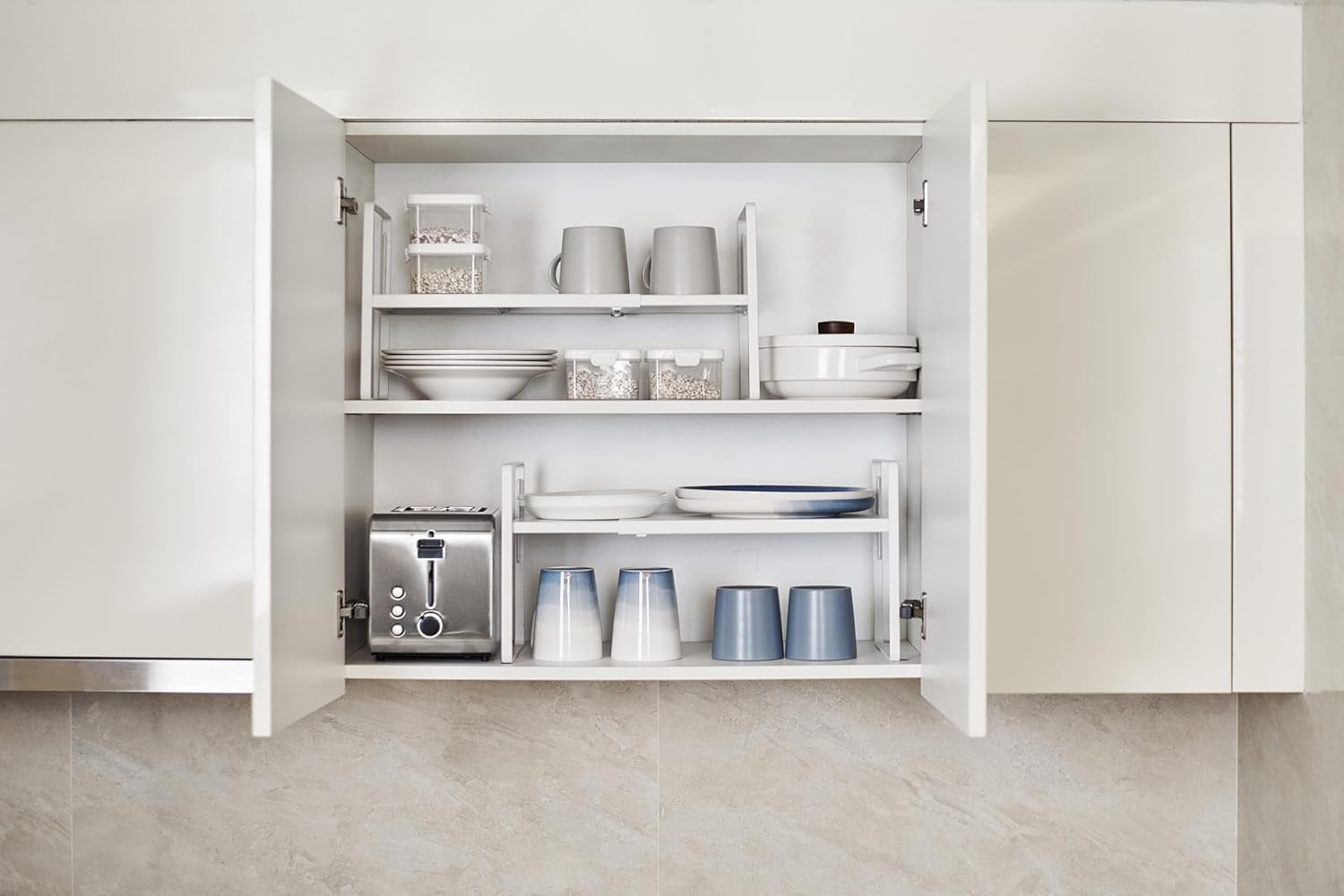 Cabinet Shelf Expandable Height Adjustable Shelf Organizer Riser for ...