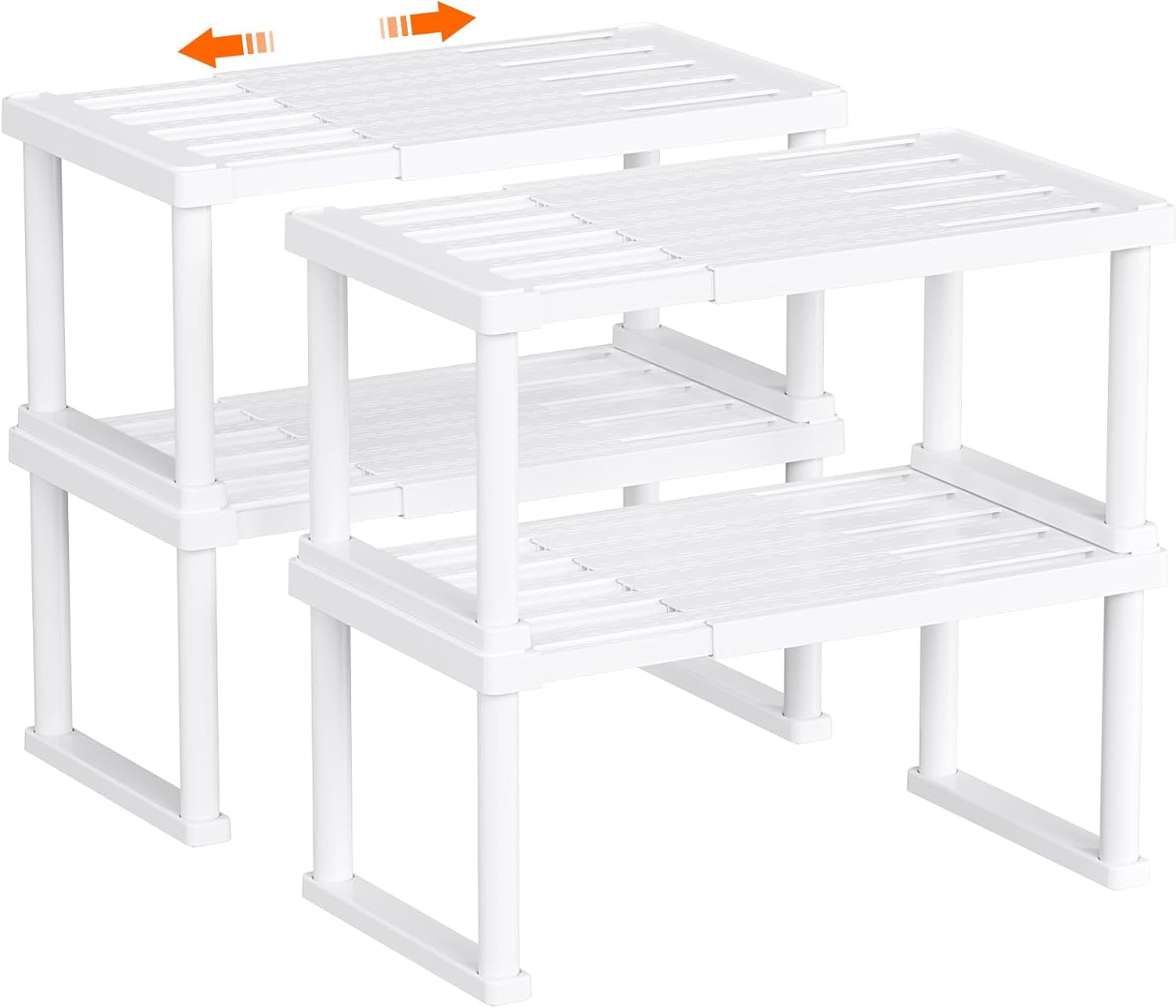 Cabinet Shelf Organizer, Expandable Countertop Kitchen Shelves, Plastic ...