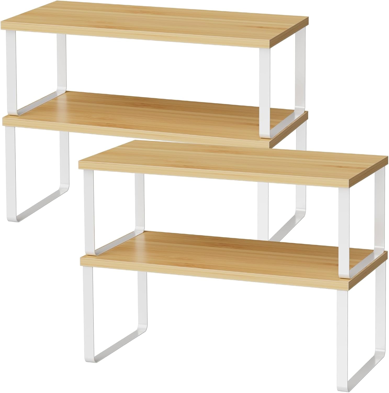 Cabinet Shelf Organizers, 15.7 inches Large Kitchen Counter Shelf, Set ...