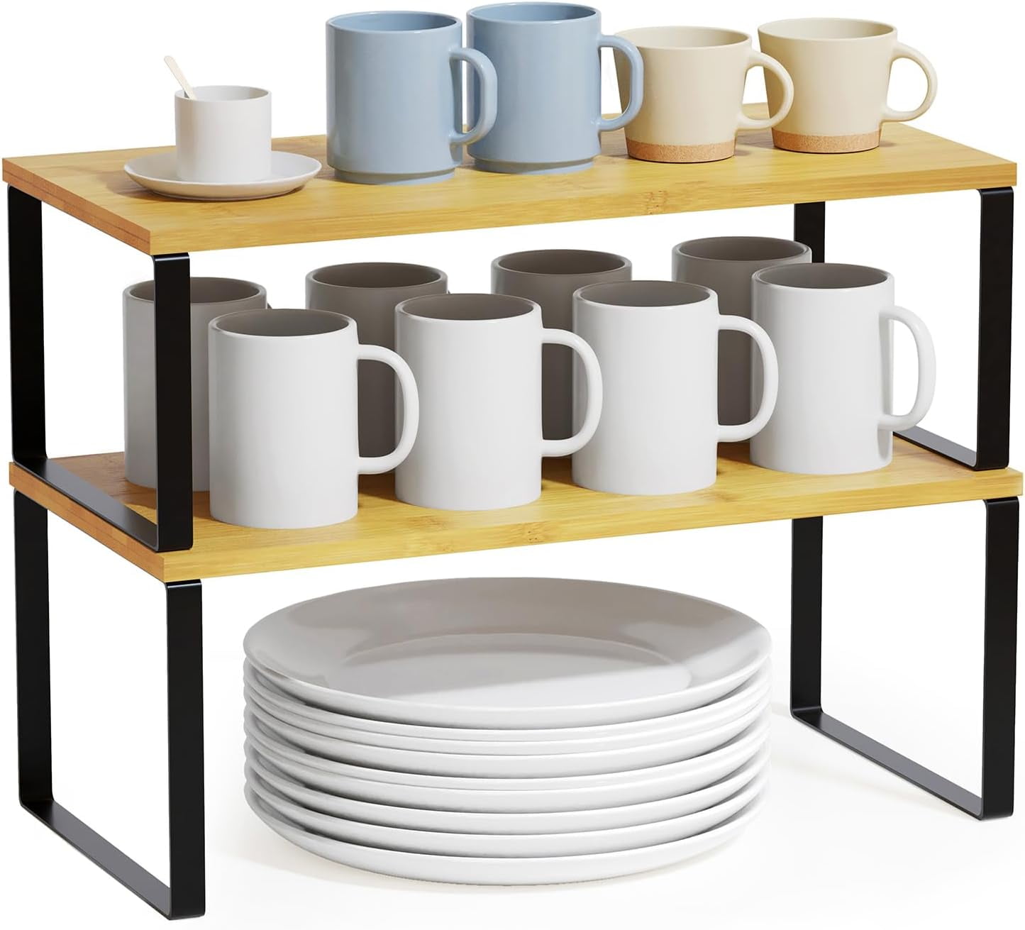 Cabinet Shelf Organizers 2 Pack, Kitchen Counter Rack Shelves Riser ...