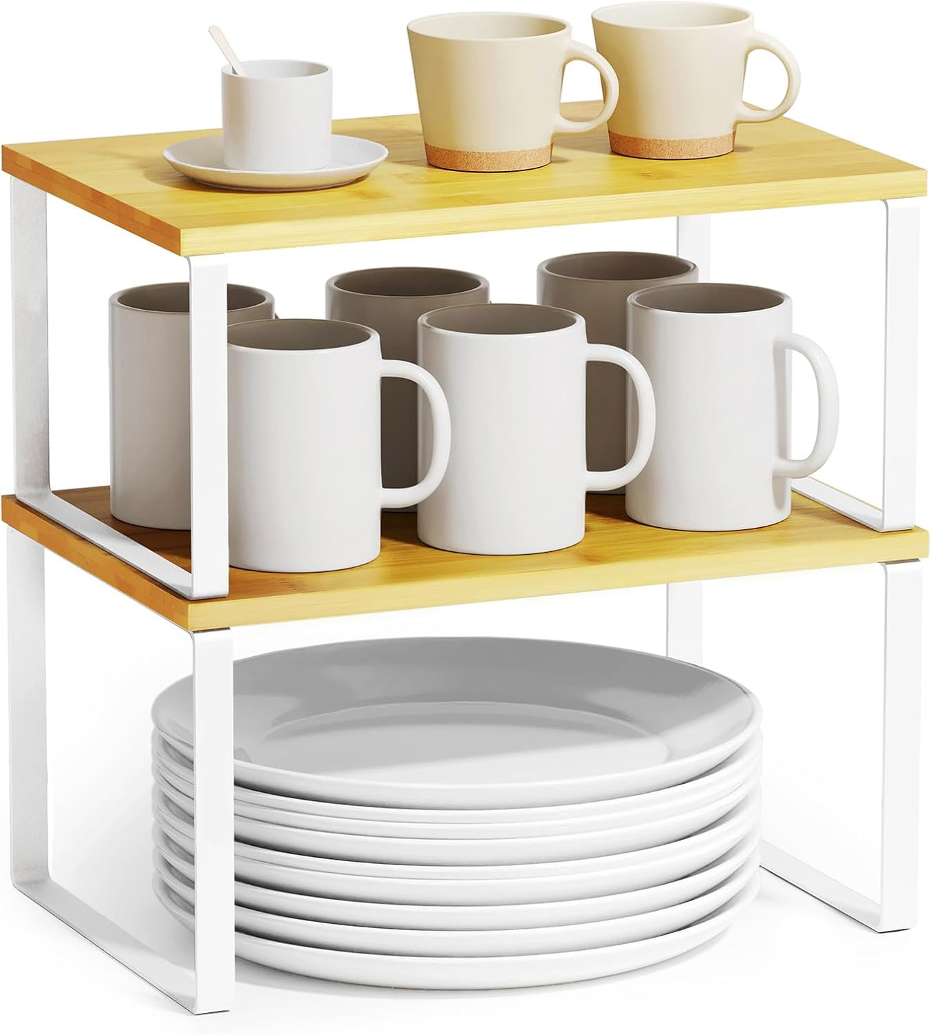 Cabinet Shelf Organizers 2 Pack, Kitchen Counter Rack Shelves Riser ...