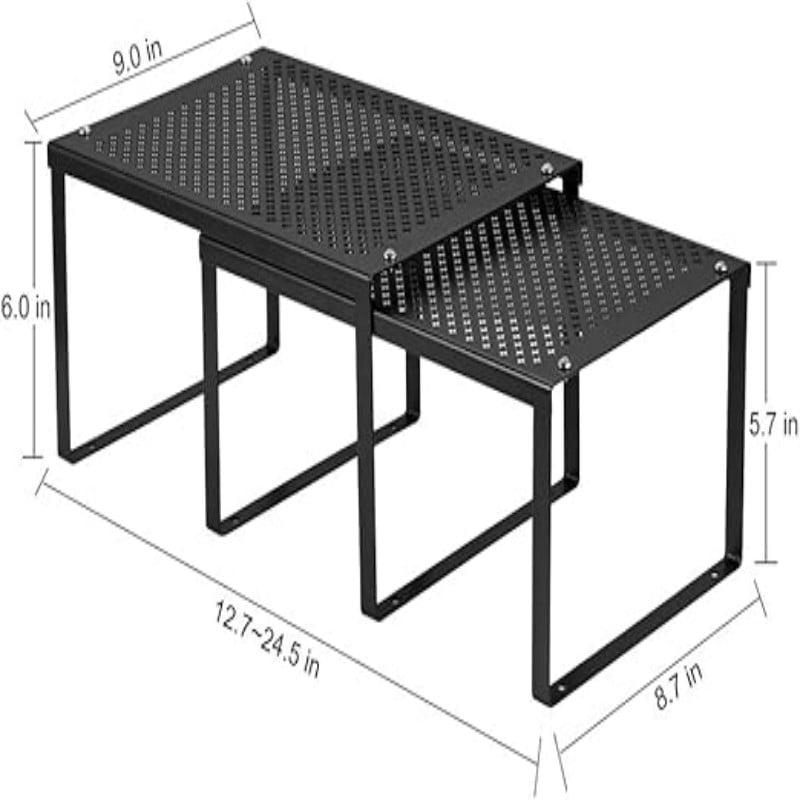 Cabinet Shelf Organizers, Set of 4 Expandable Stackable Kitchen Counter ...