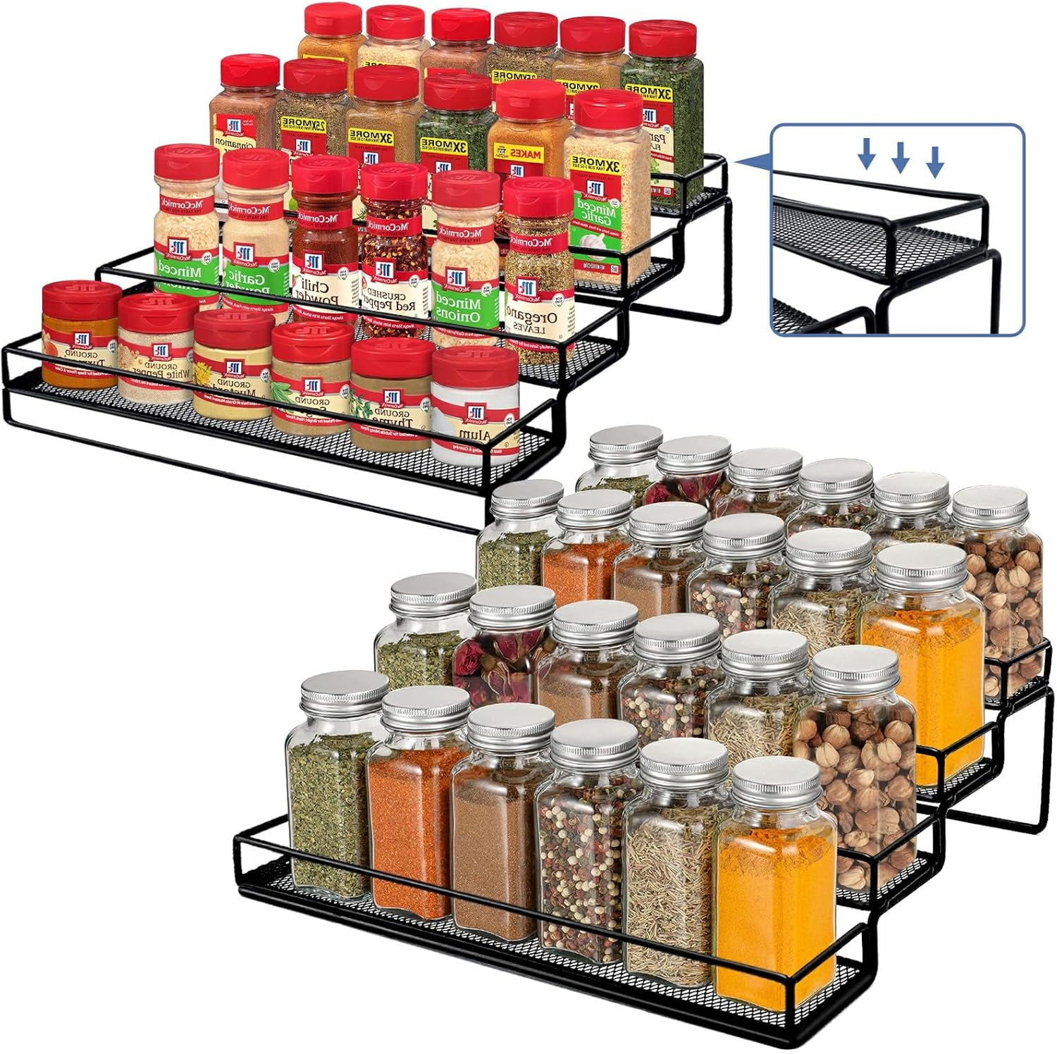 Cabinet Spice Rack Organizer, 4-Tier Spice Organizer, Expandable ...