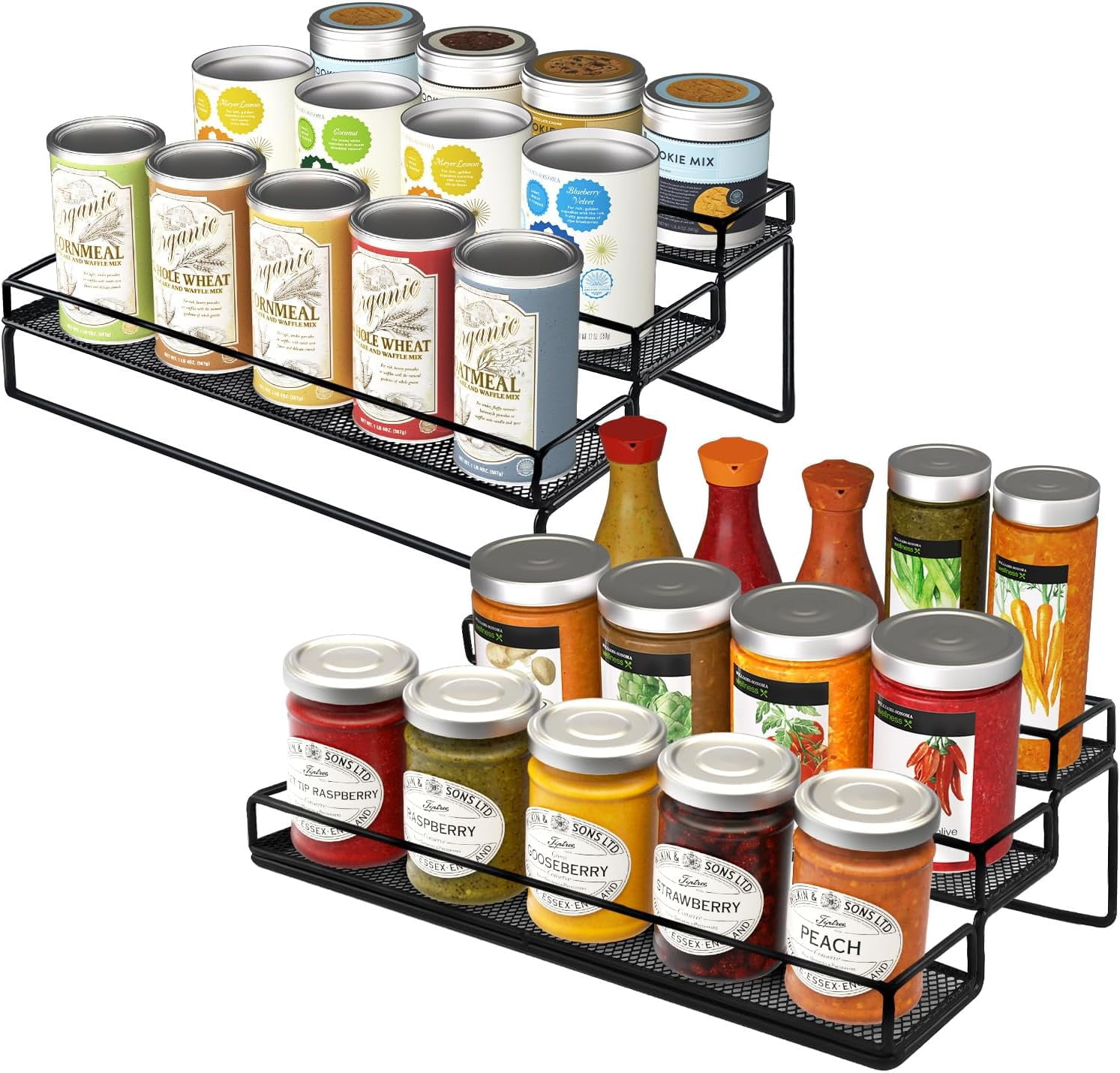 Cabinet Spice Rack Organizer with Guard Rails, 4-Tier Spice Rack ...