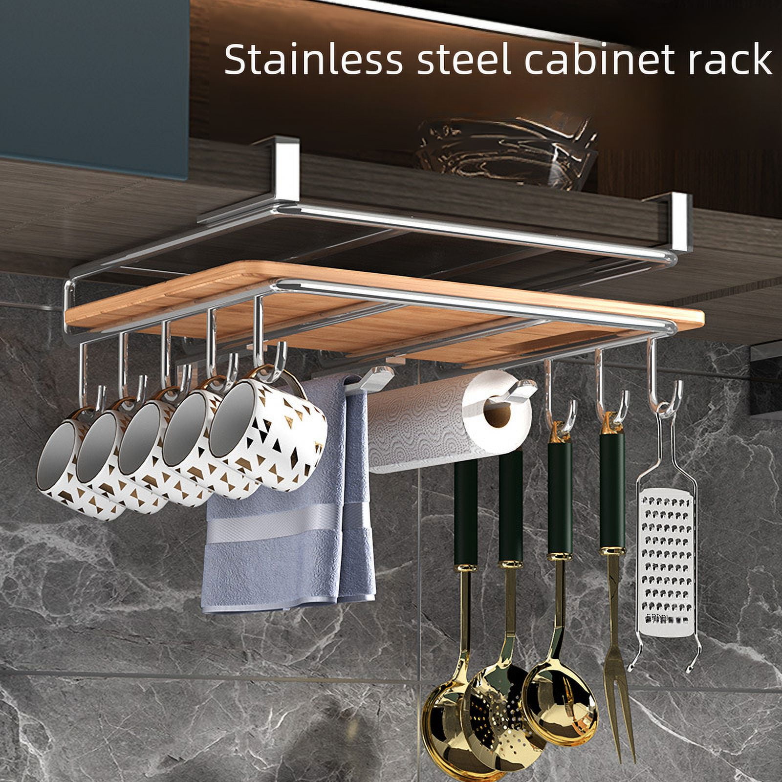 Cabinet Storage Rack Non-perforated Cutting Board Rag Rack Wall-mounted ...