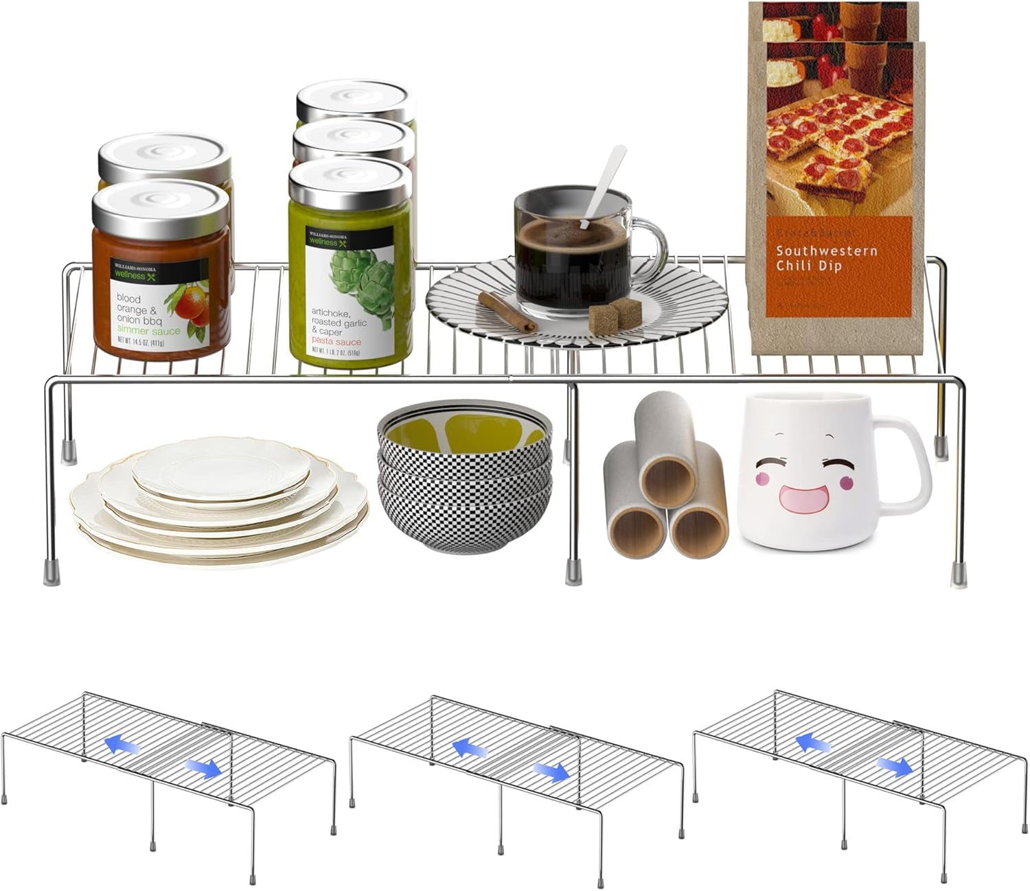 Cabinet Storage Shelf Rack, Expandable Metal Rustproof Kitchen Counter ...