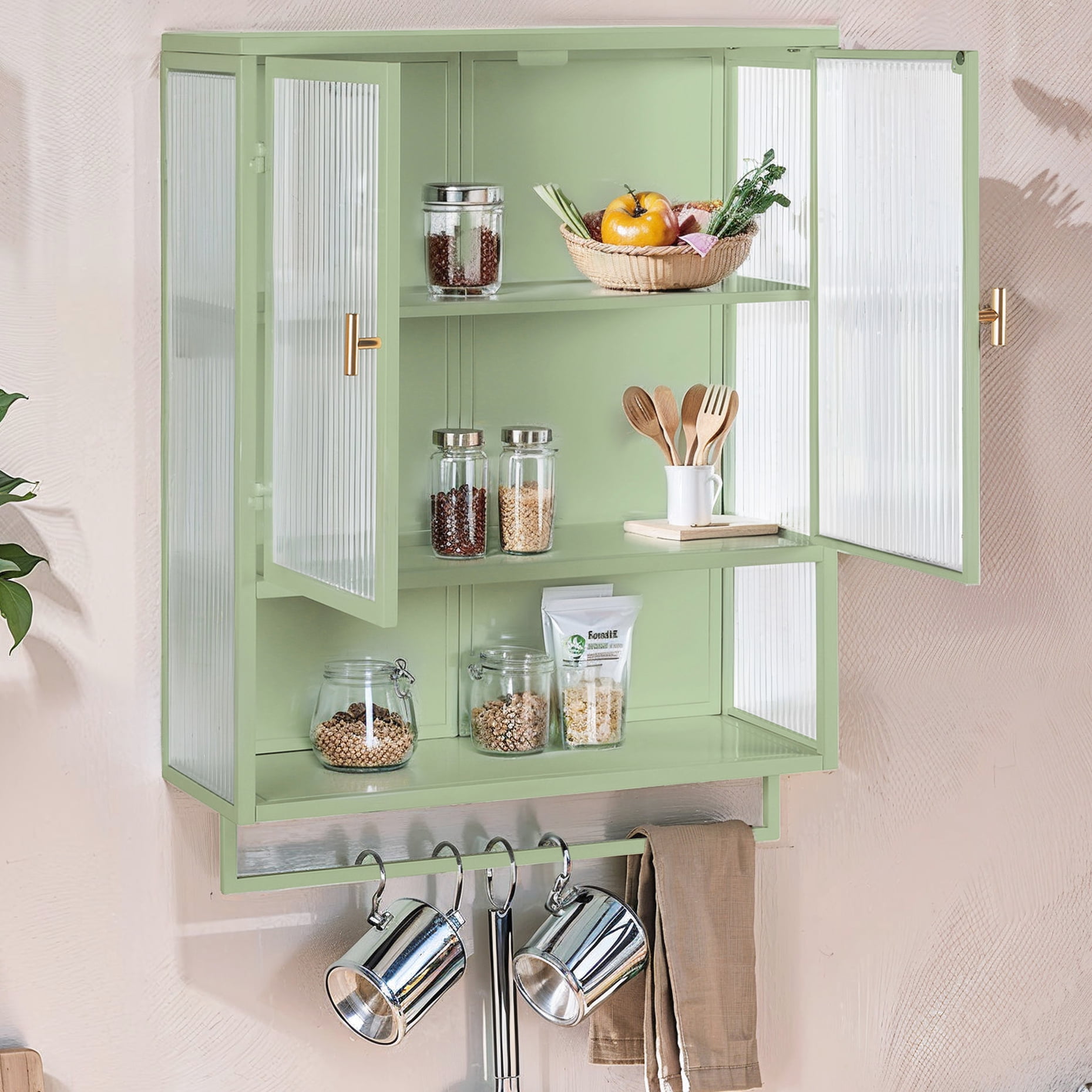 Cabinet With Towel Rack And Two-door Enclosed Storage - Modern Style 23 ...