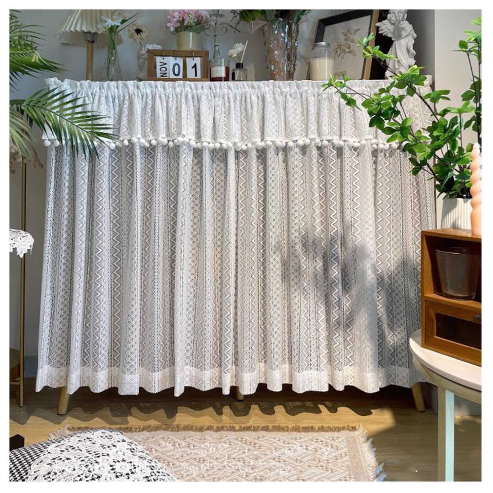 Cabinet curtains for kitchen, with sliding rails, self-adhesive country ...