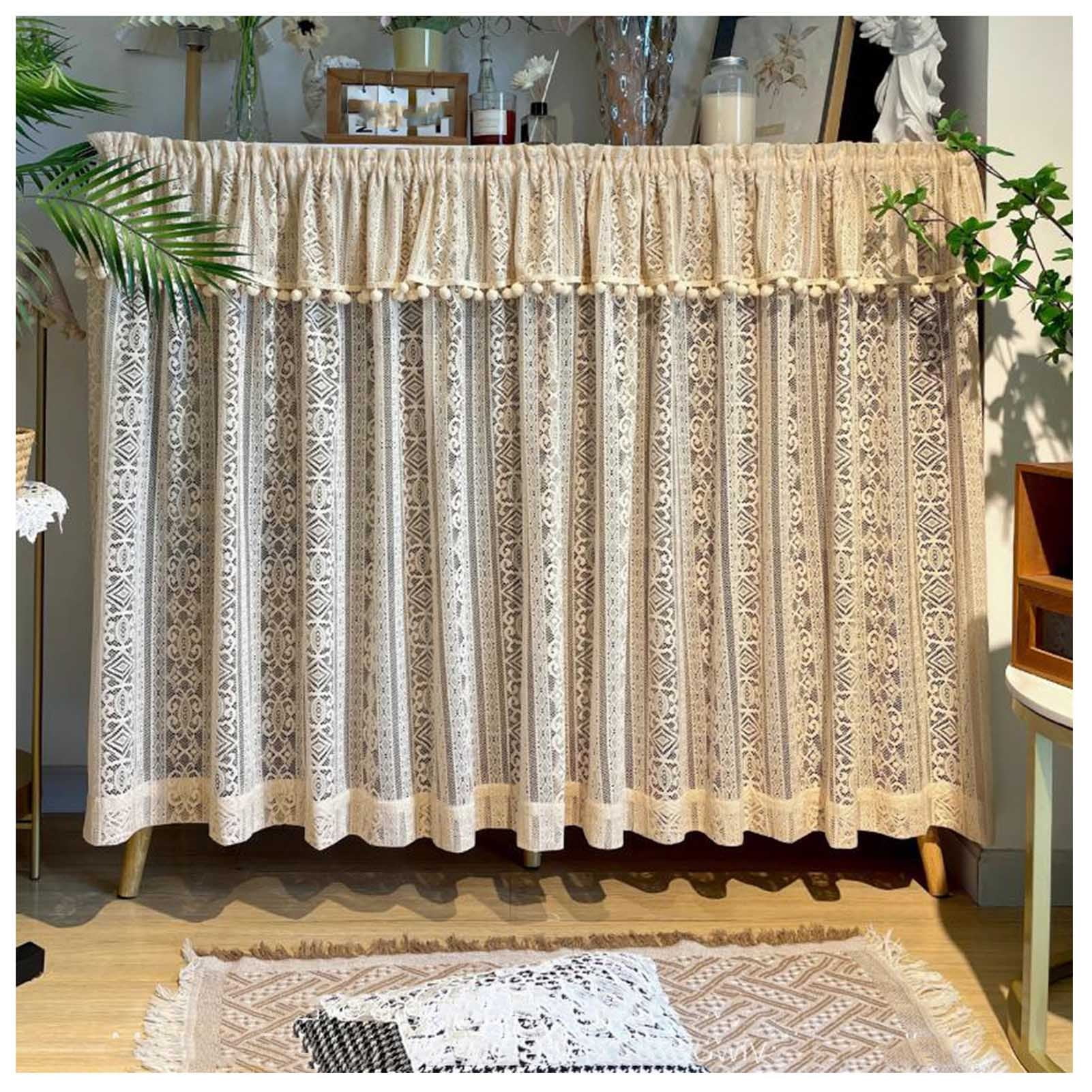 Cabinet curtains for kitchen, with sliding rails, self-adhesive country ...