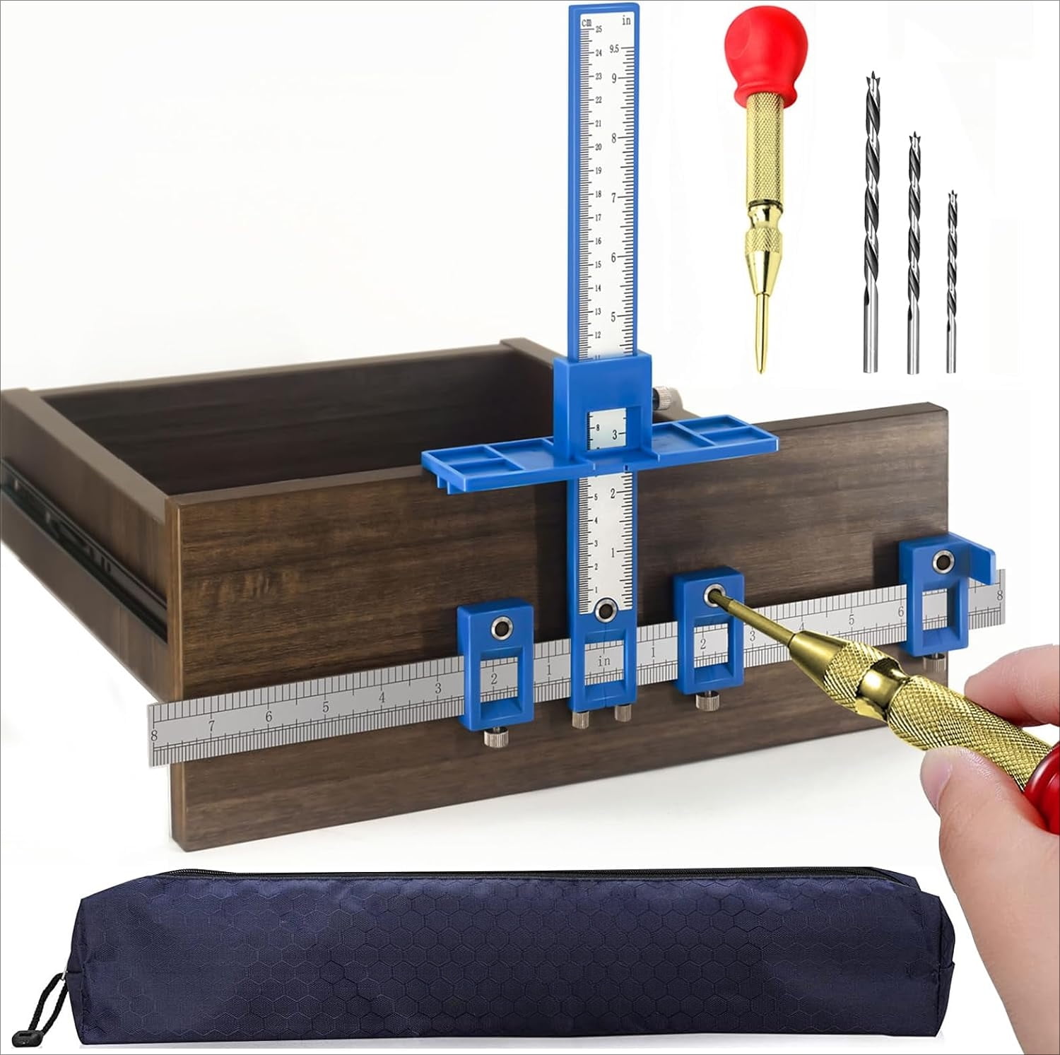 Cabinet hardware clamp, cabinet handle clamp + automatic punch + pointed drill bit, handle knob ...