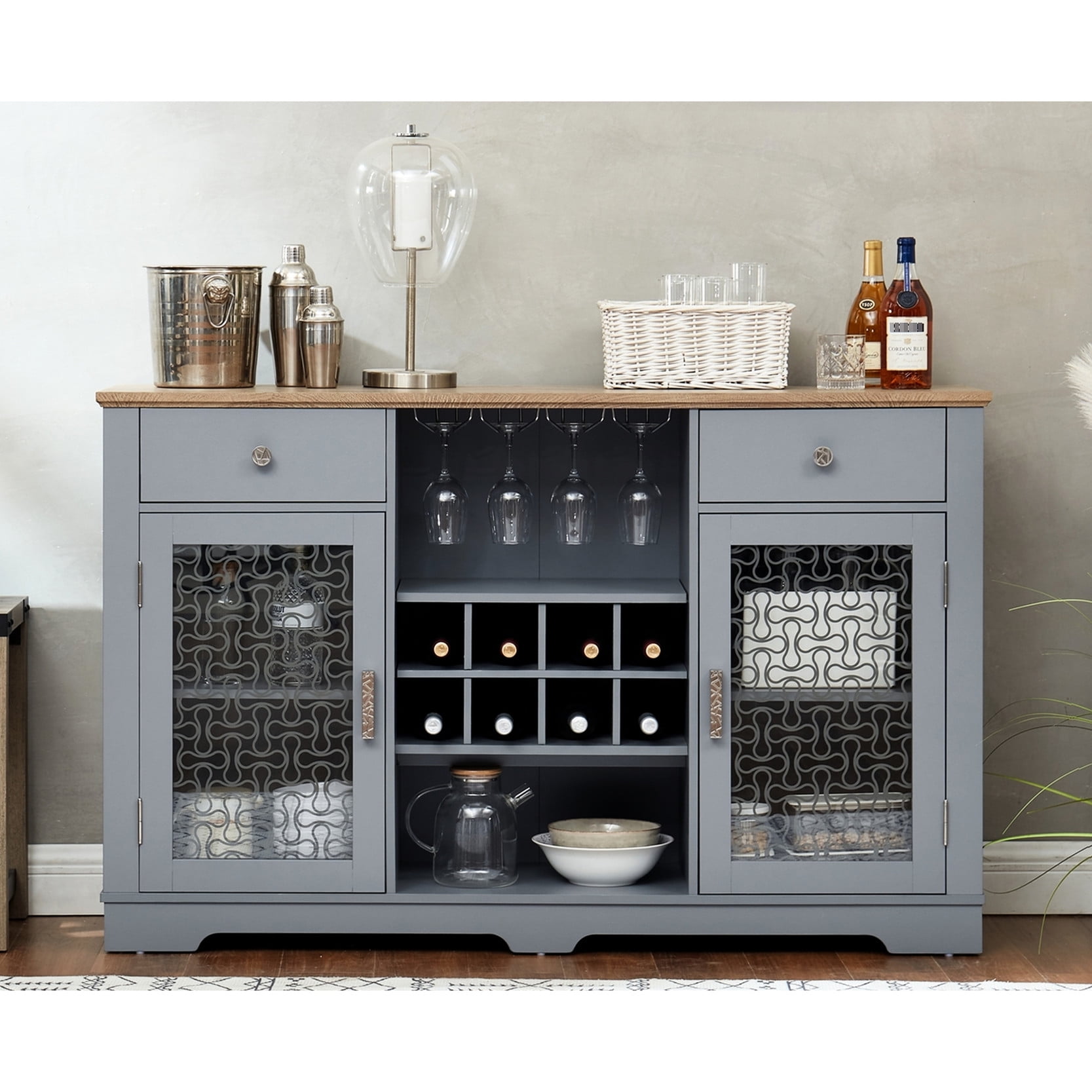 Cabinet with 4 Cable Management Cutouts and Large Countertop / Suitable ...