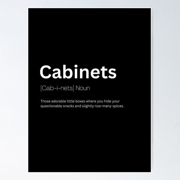 Cabinets Dictionary Definition Poster Wall Art, Modern Wall Decor For ...