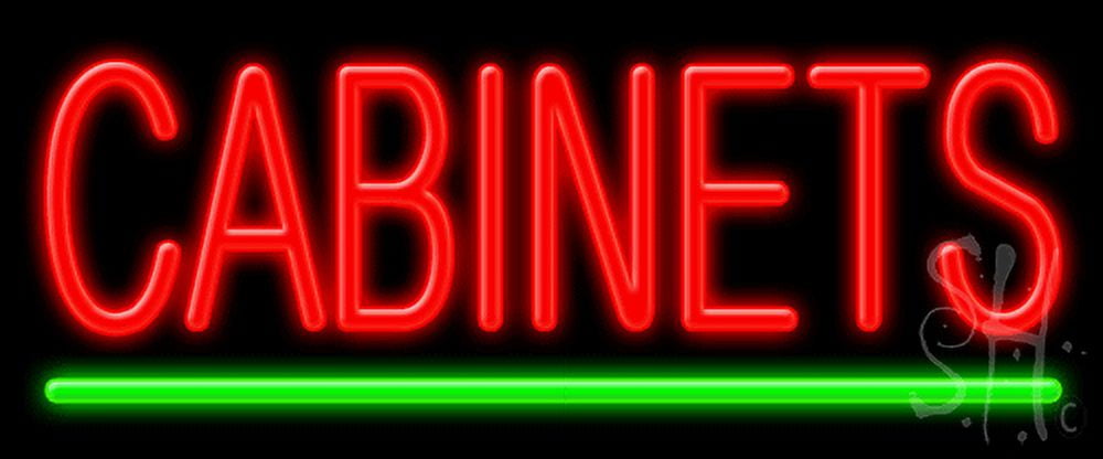 Cabinets LED Neon Sign 6" Tall x 15" Wide - inches Black Square Cut ...