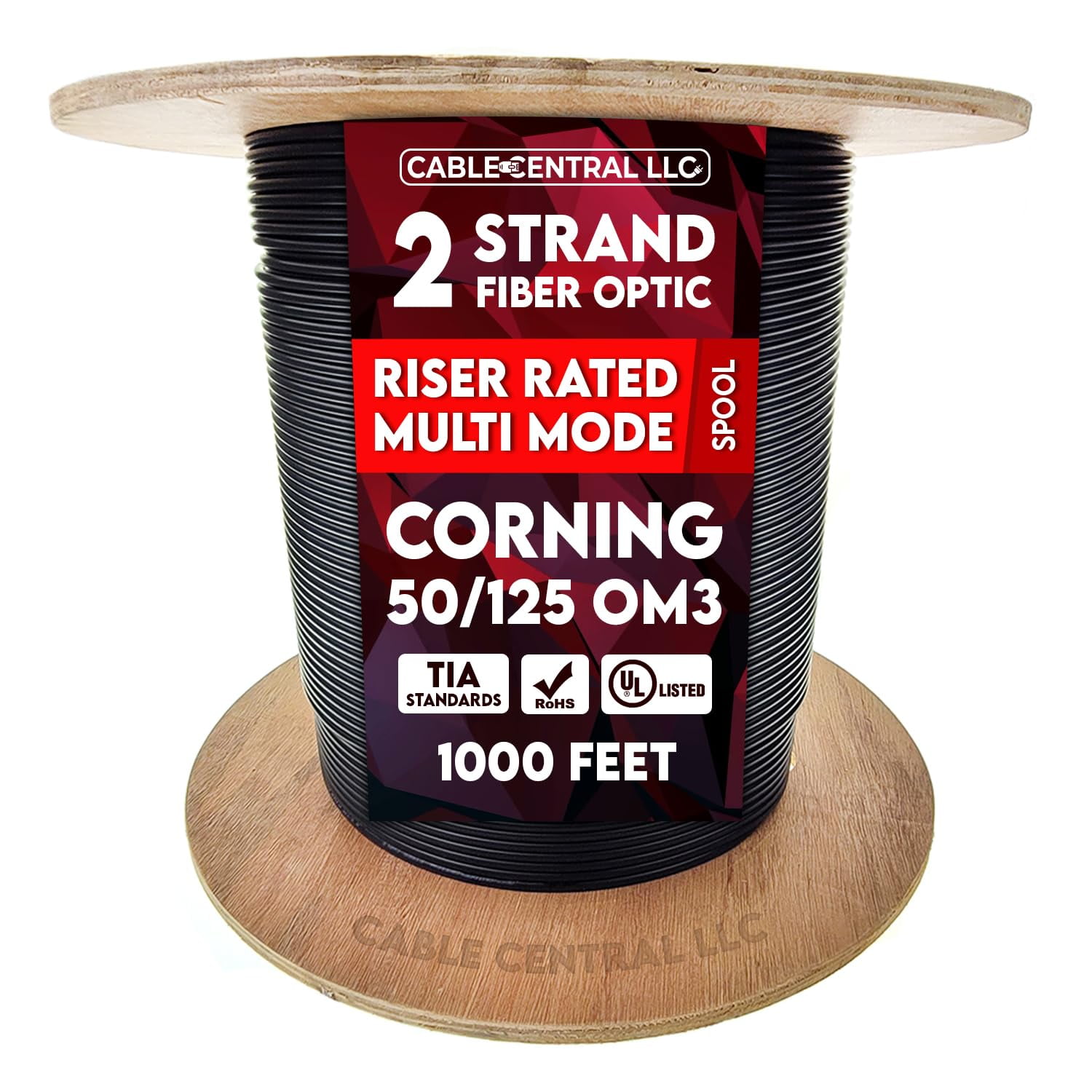 Cable Central LLC 2 Fiber Indoor/Outdoor Fiber Optic Cable, Multimode 50/125 OM3, Corning, 10 ...