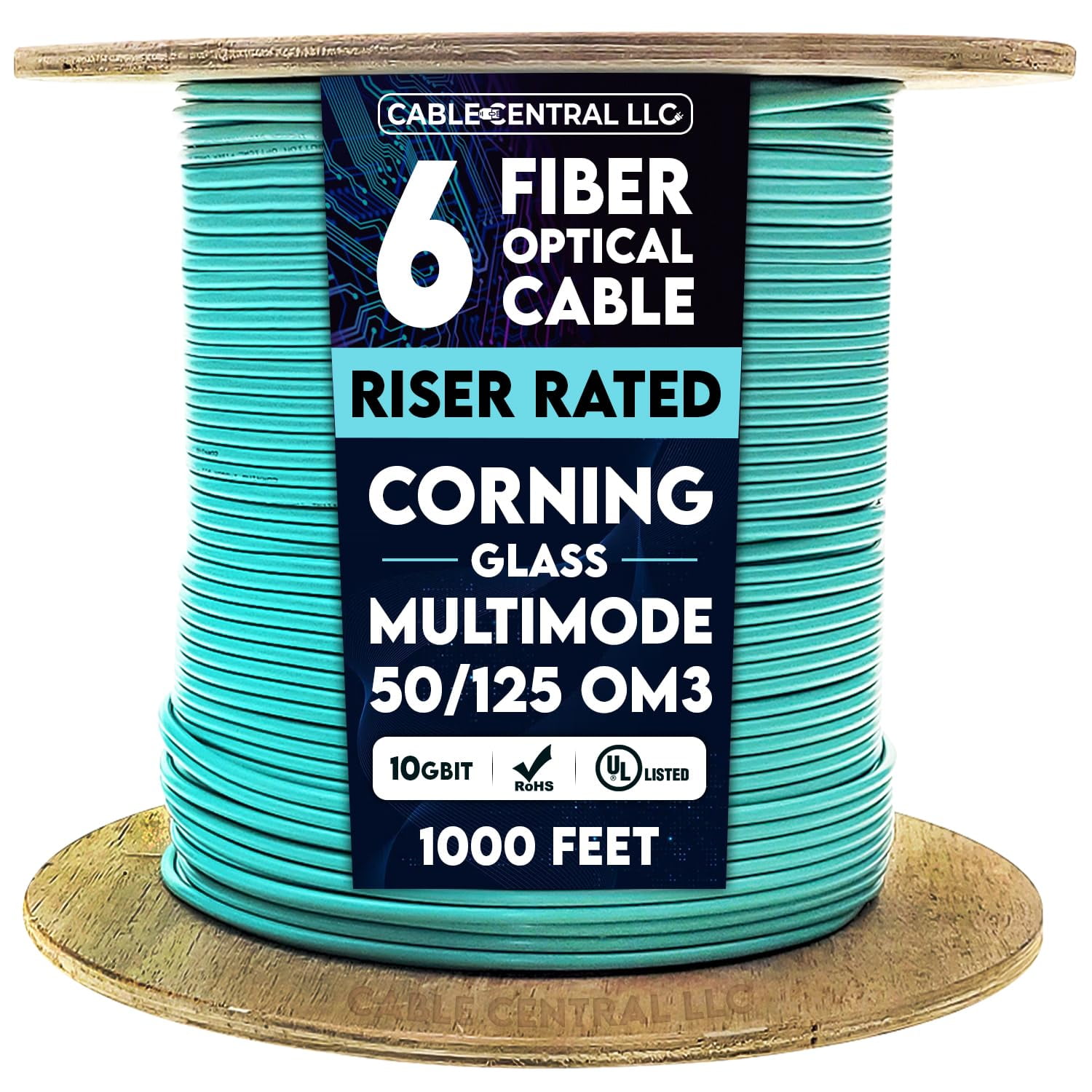 Cable Central LLC 6 Fiber Indoor Distribution Fiber Optic Cable, Multimode 50/125 OM3, Corning ...