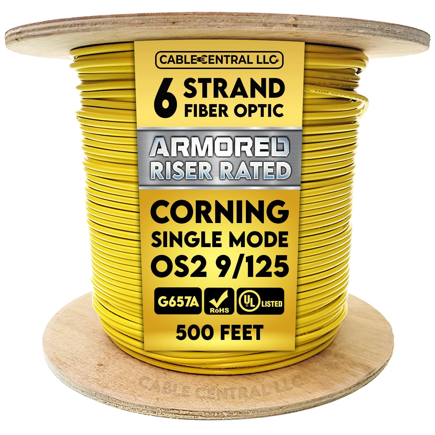 Cable Central LLC Armored 6 Strand Indoor Fiber Optic Distribution ...