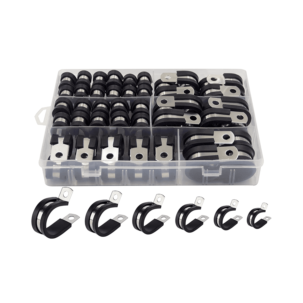 Cable Clamp Assortment Kit Stainless Steel Rubber Coated Cushioned ...