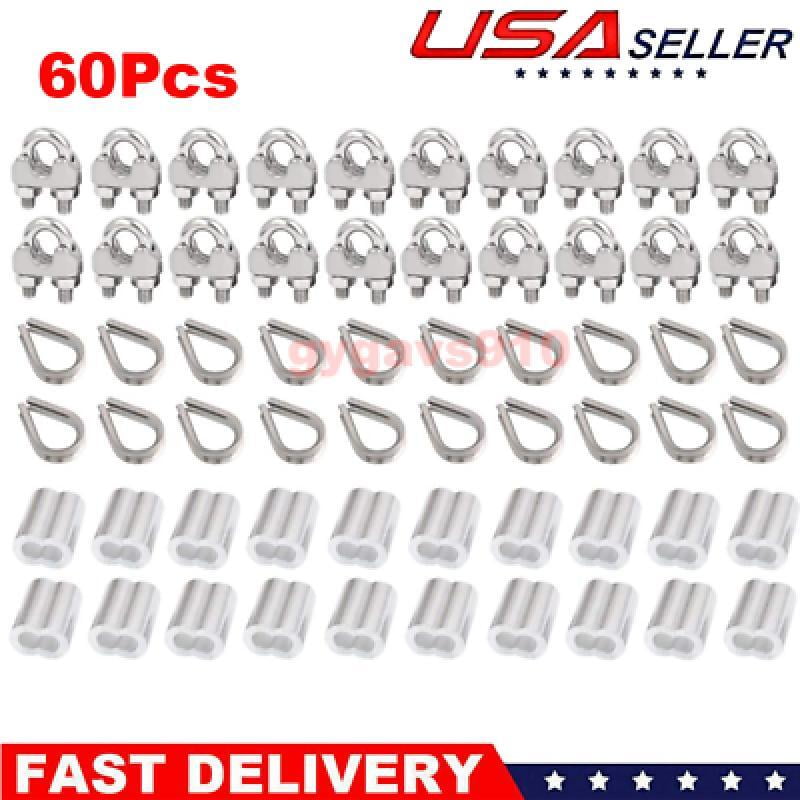 Cable Clamps 1/8” U-Bolts Galvanized Wire Rope Clamps Clips 3 Styles ...