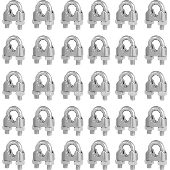 Cable Clamps - 30 Pcs M3 Stainless Steel Wire Rope Clips, 1/8 Inches ...