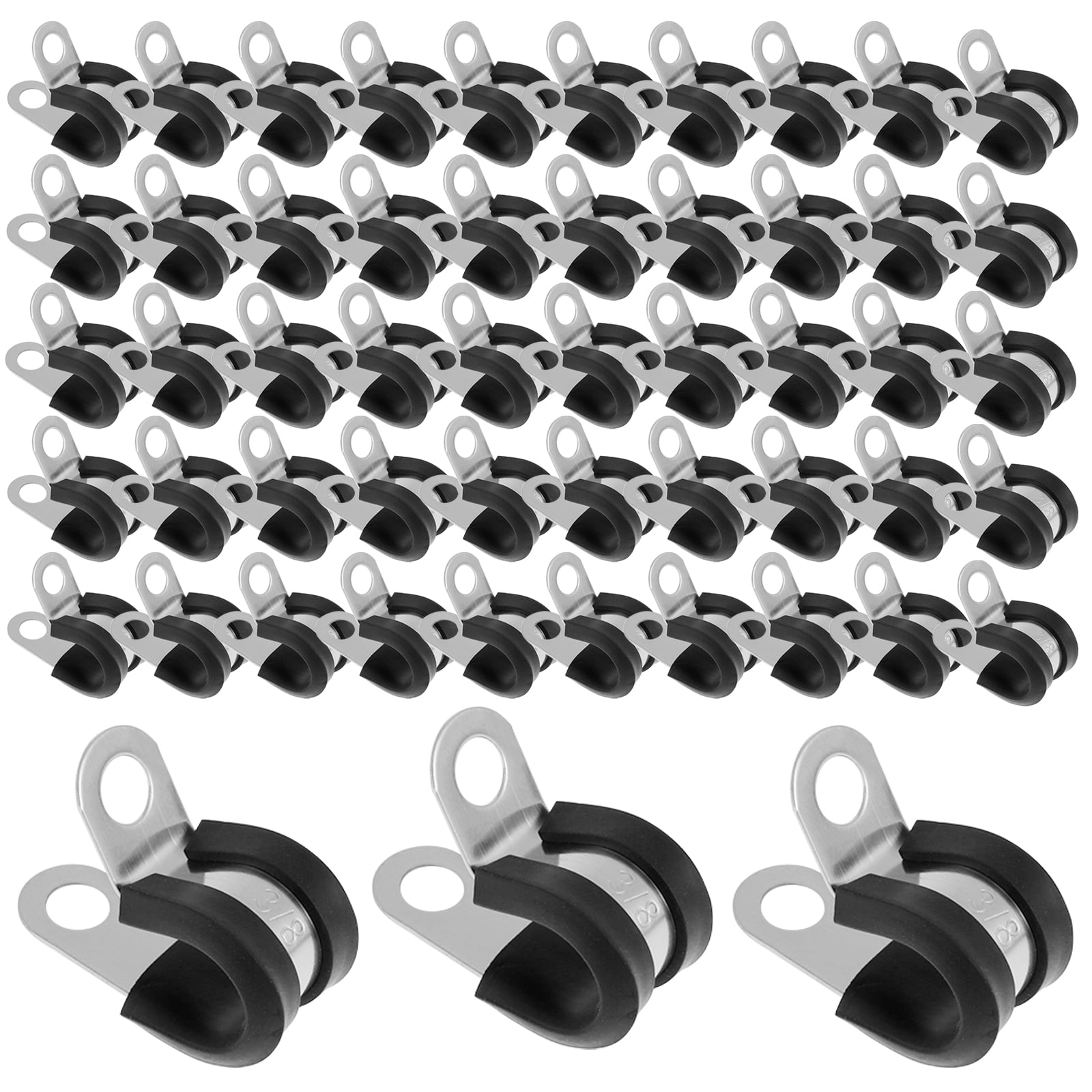 Cable Clamps Stainless Steel Tape Clamps 1/2 inch 3/8 inch with Rubber ...