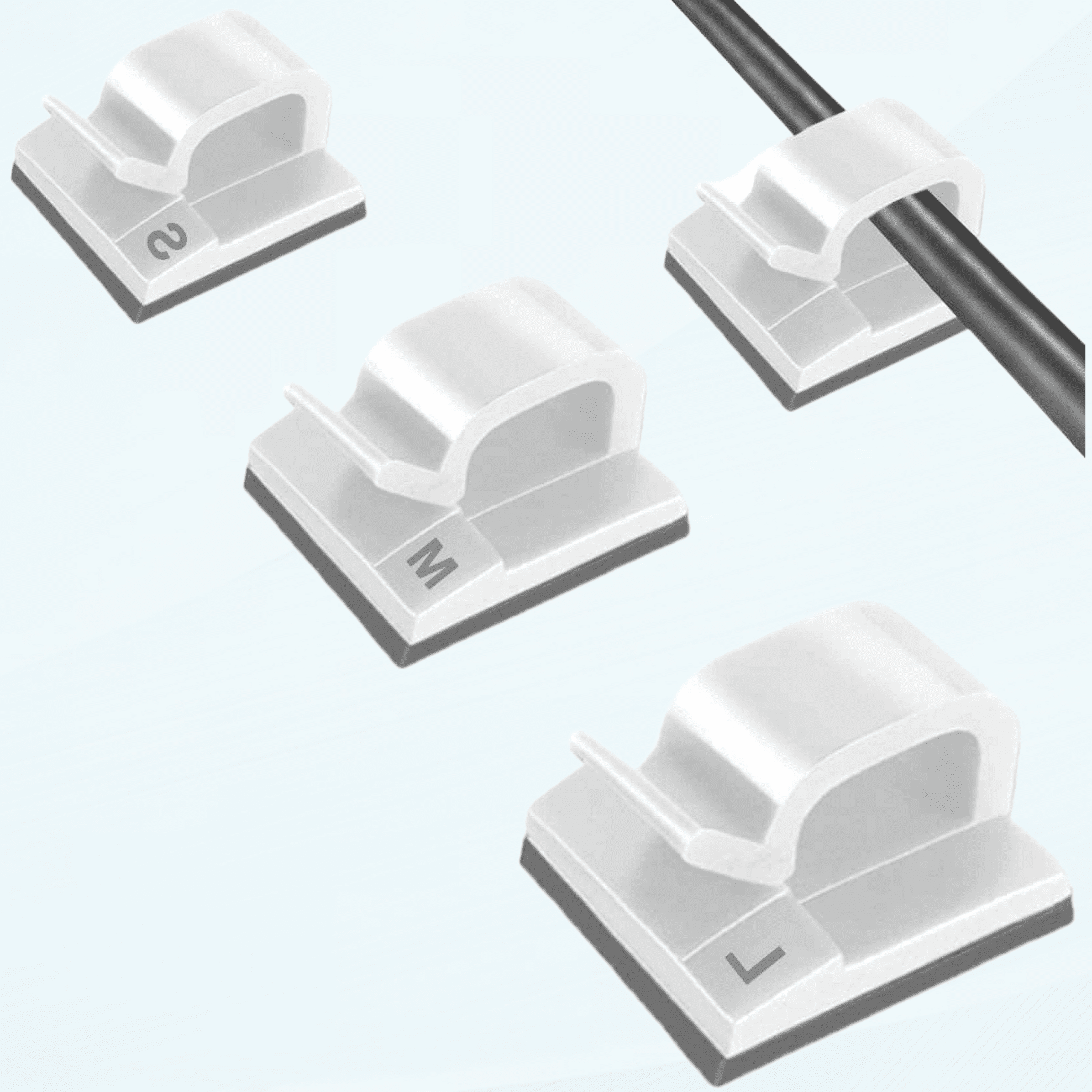 Cable Clips [3 Sizes 50pcs], Adhesive Cord Organizer Wire Holder Cable ...