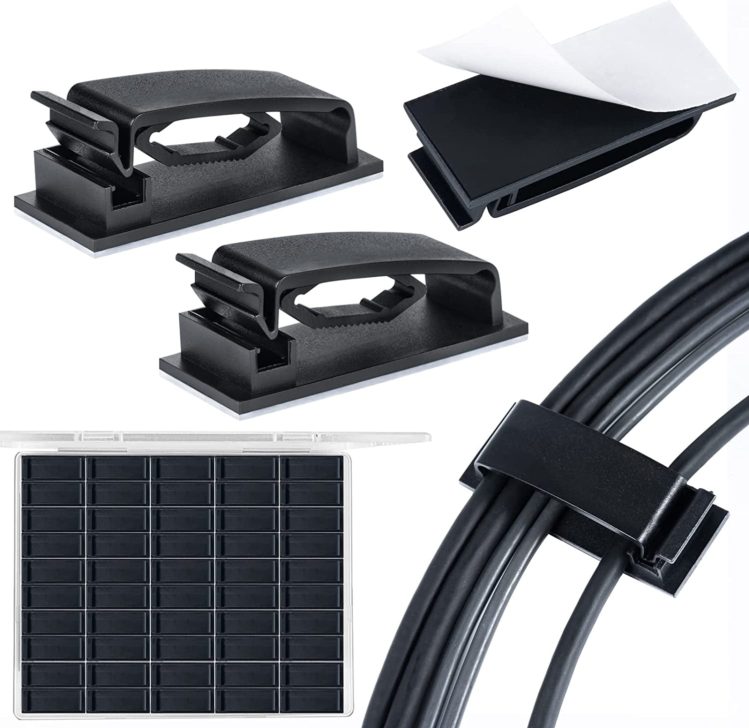 Cable Clips 50Pcs, Self Adhesive Cable Management Clip, Cord Organizer ...