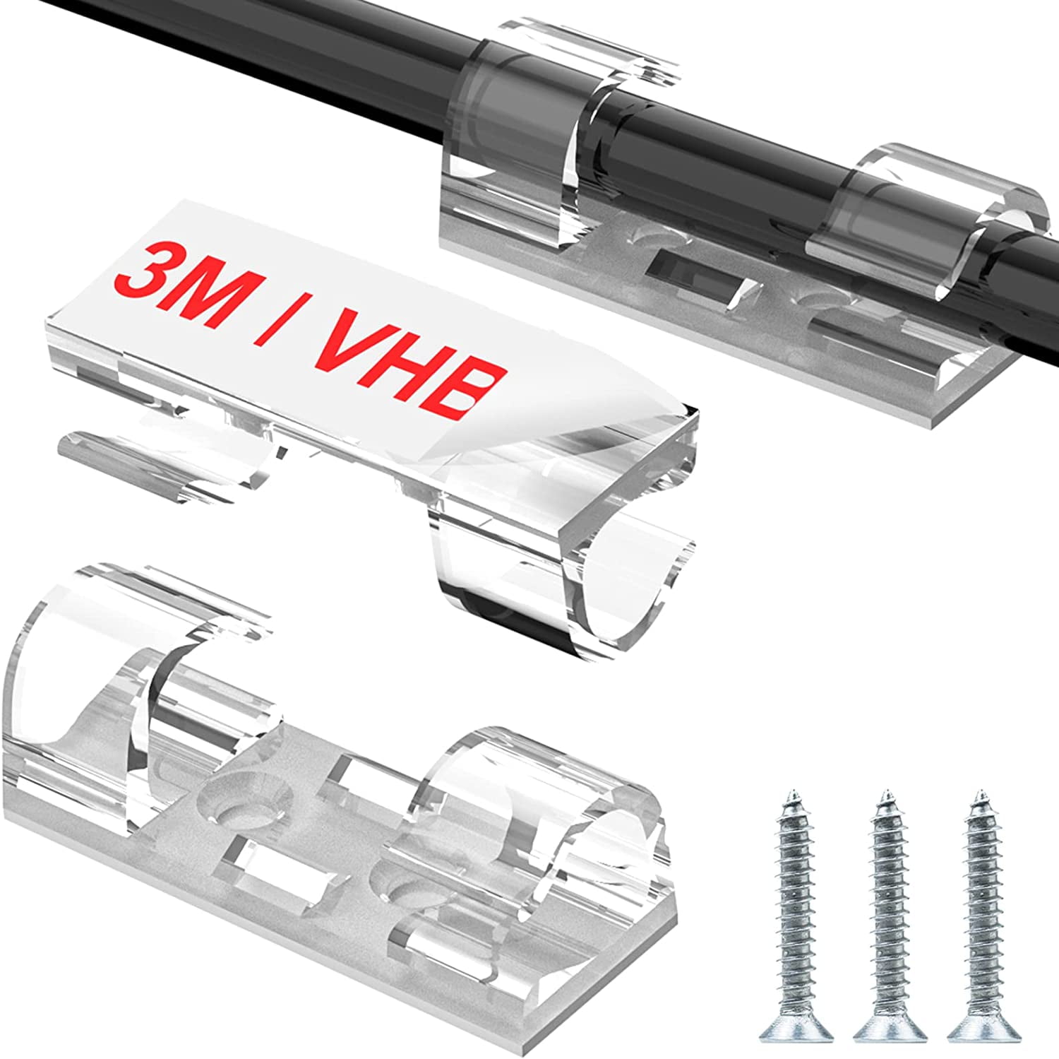 Cable Clips Clear (Large, 26PCS), Heavy Duty Extension Cord Clips Wall ...