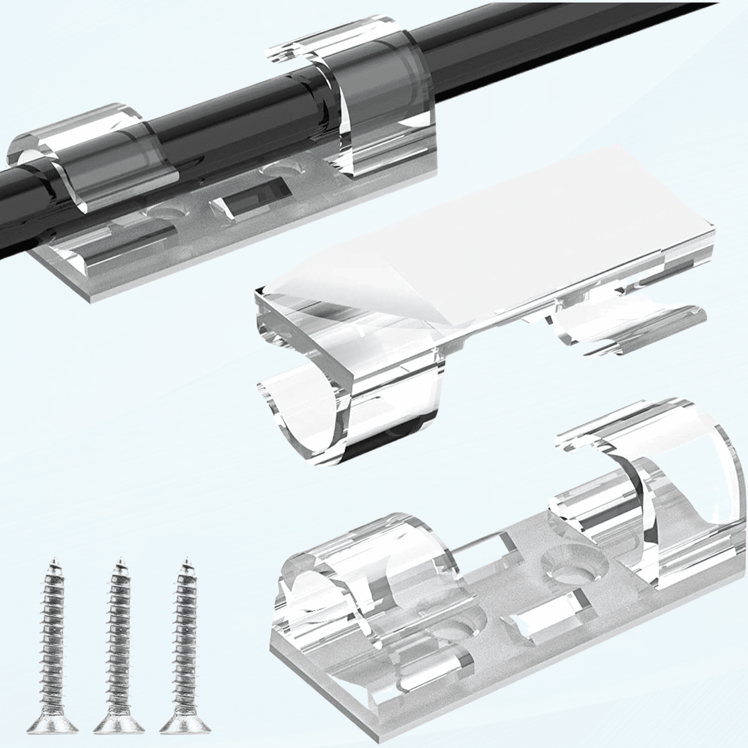Cable Clips Clear (Large, 26PCS), Heavy Duty Extension Cord Clips Wall ...