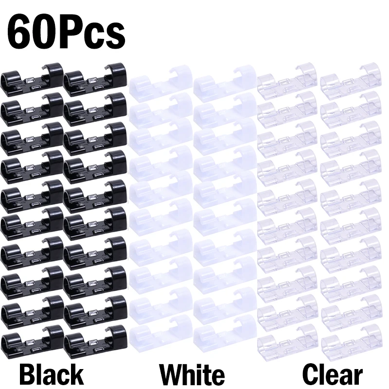 Cable Clips Organizer Drop Wire Holder Cord Management Self-Adhesive ...