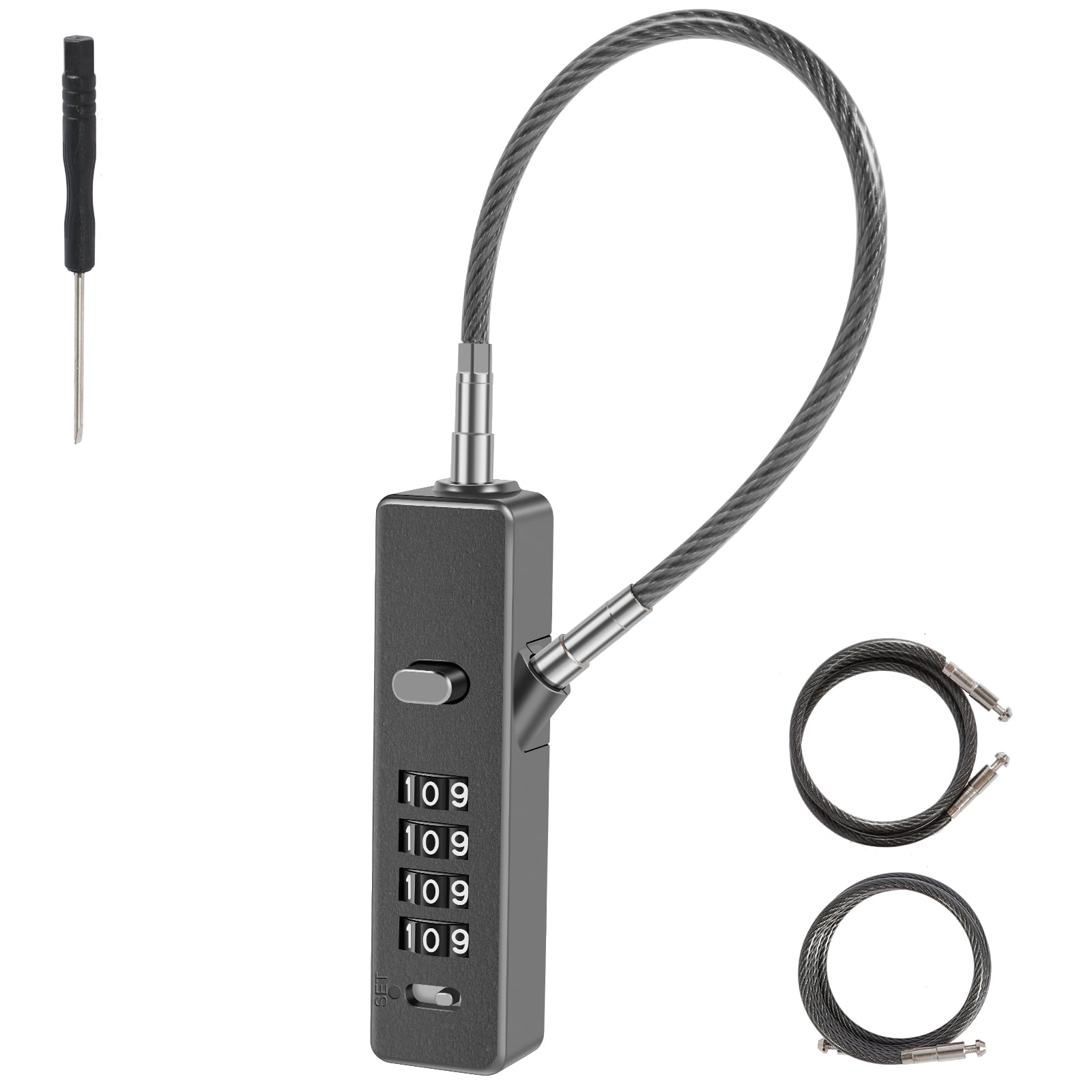 Cable Combination Lock Zinc Alloy 4-Digit Cable Rope Password Lock with ...