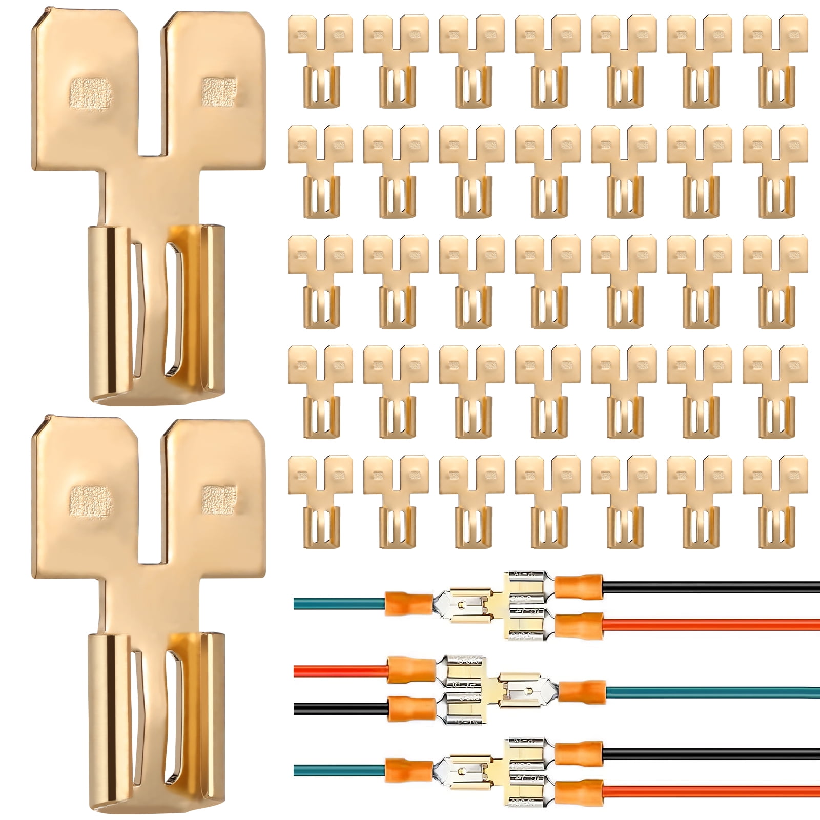 50 Pcs Double Back Spade Connector Wire Connectors Suite Car Wire ...