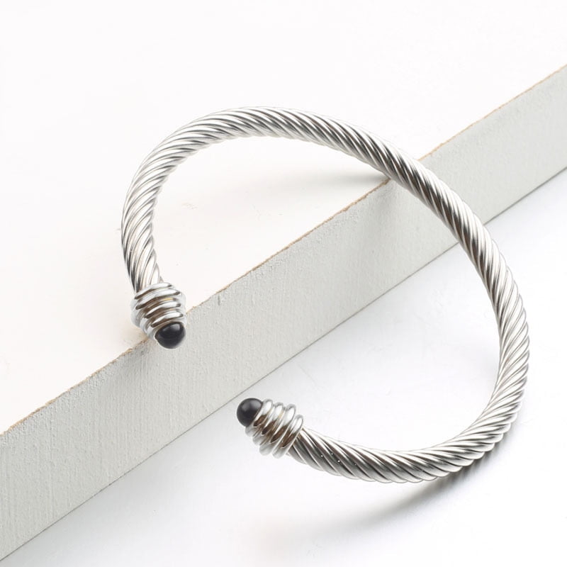 Cable Cuff Bracelets for Women Twisted Bangles trendy Two Tone Knot ...