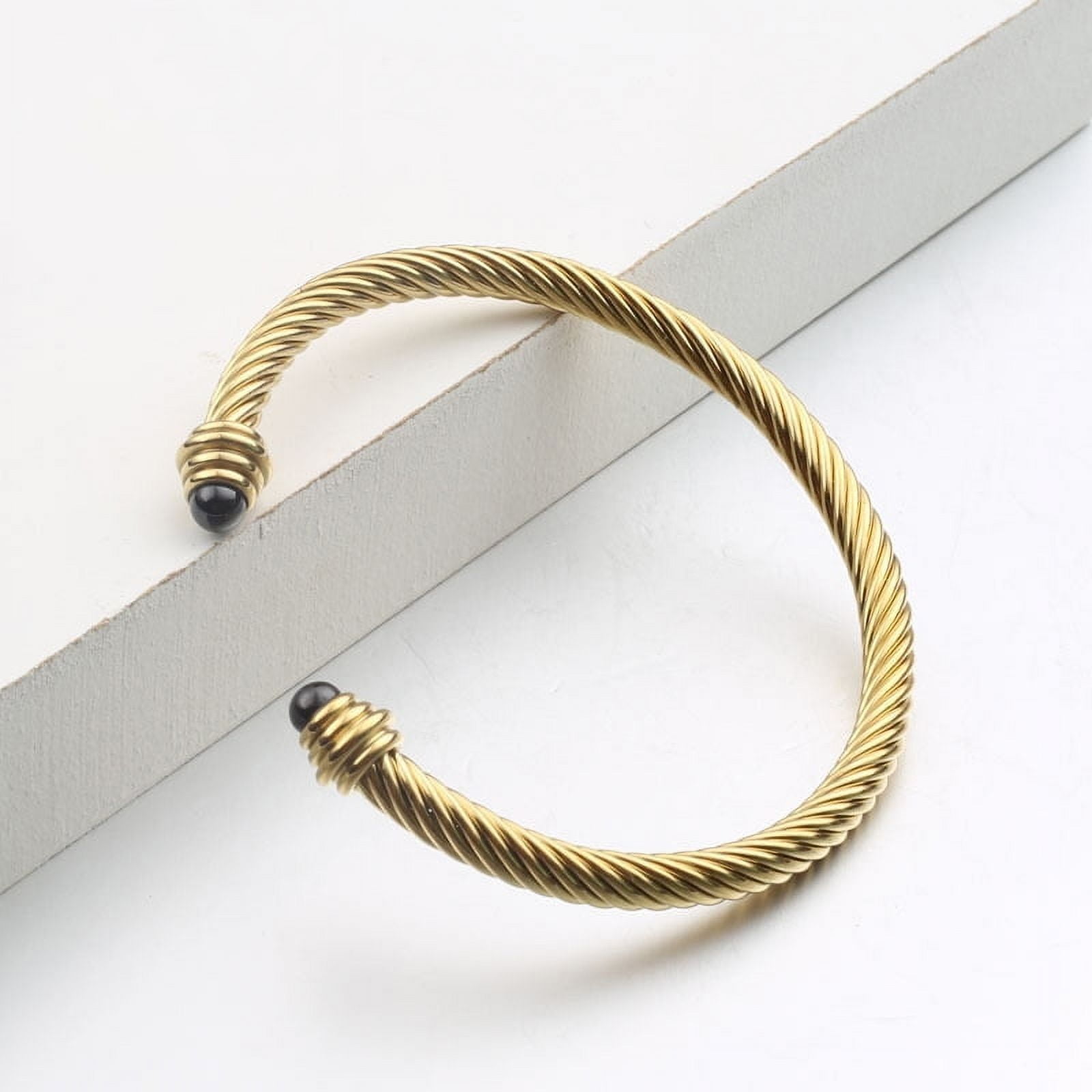 Cable Cuff Bracelets for Women Twisted Bangles trendy Two Tone Knot ...