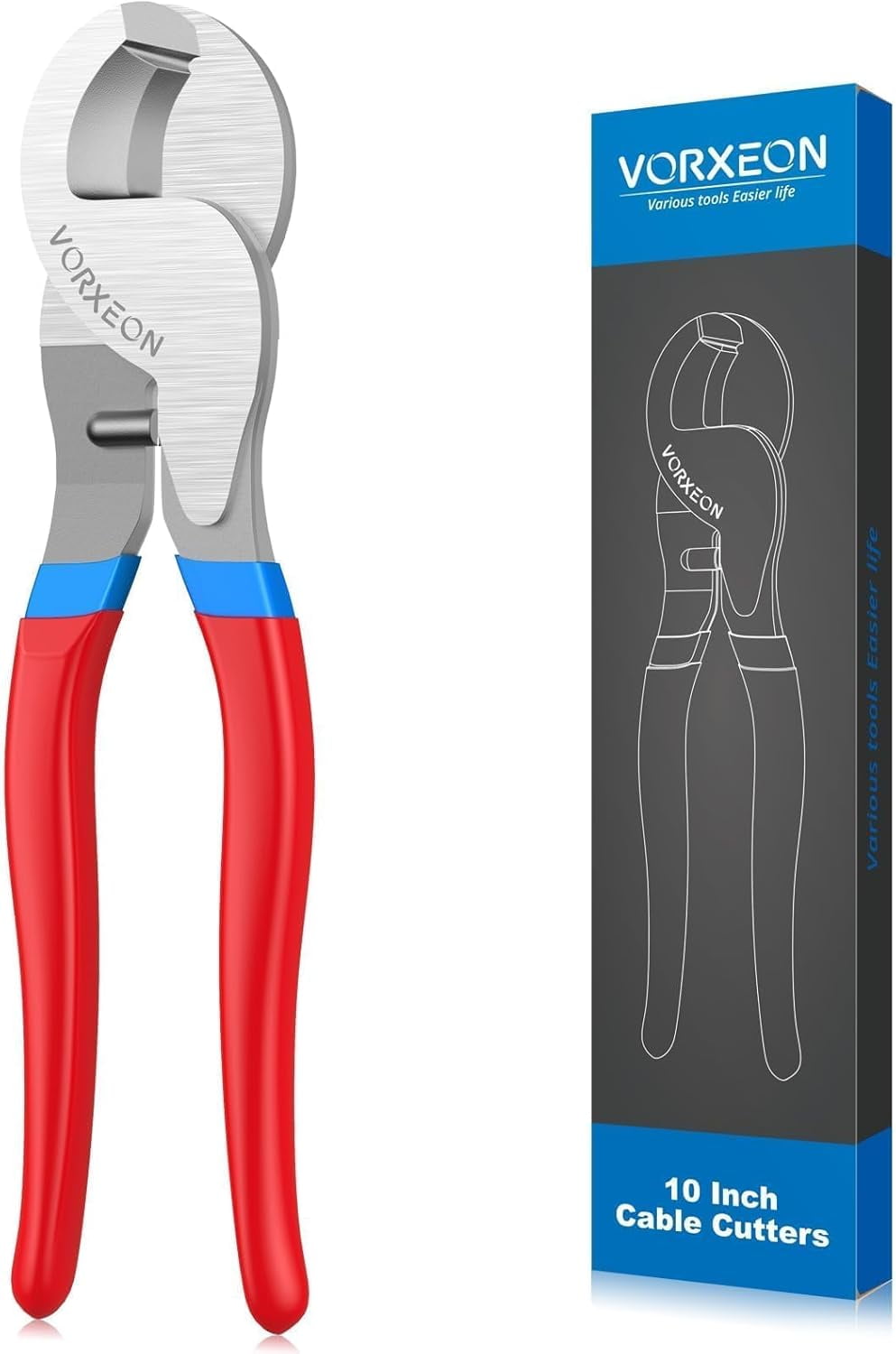 Cable Cutters 10 Inches Red, Heavy Duty High Leverage Cutter Tool Big ...