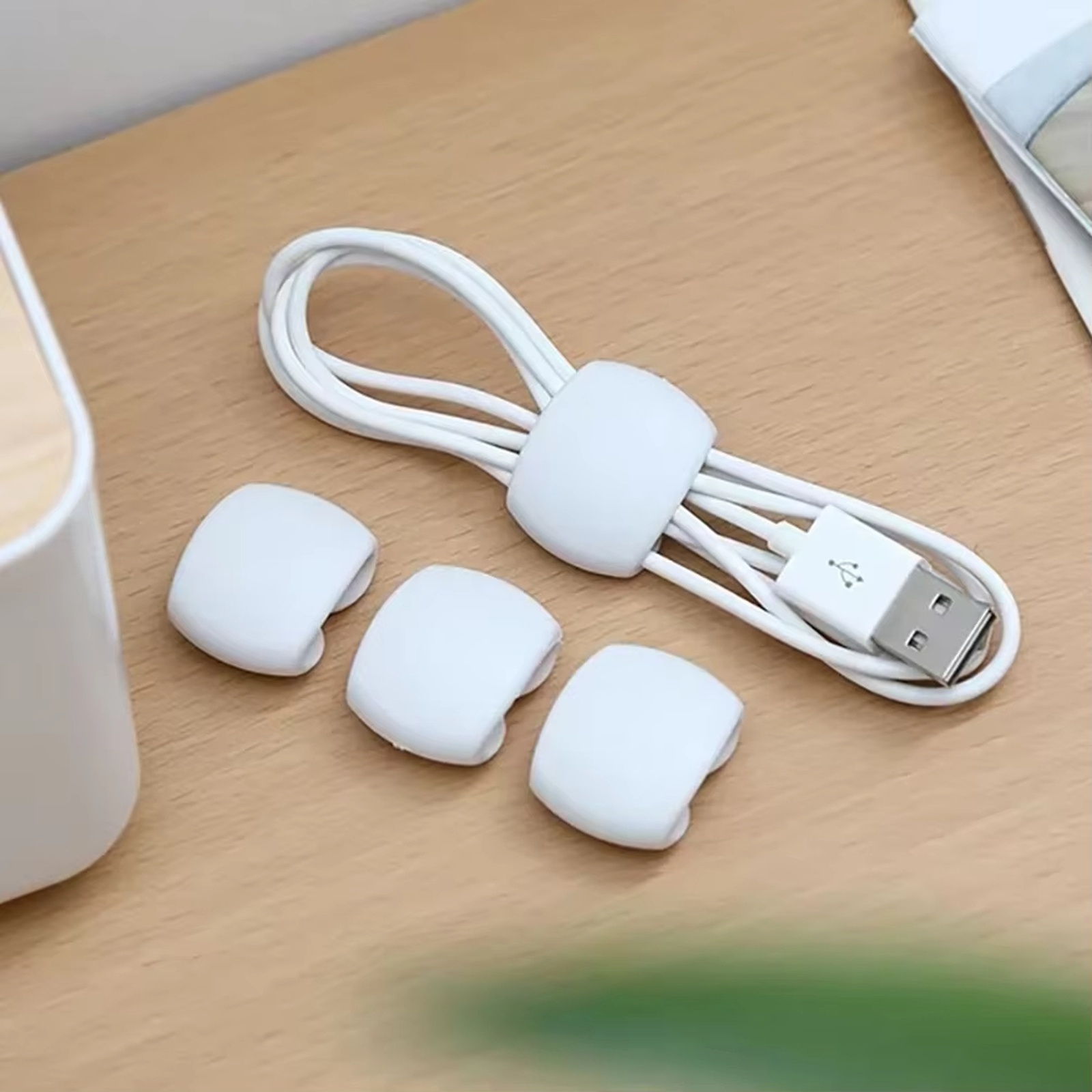 Cable Fashion Round Clip USB Charger Holder Desk Tidy Organiser Wire ...