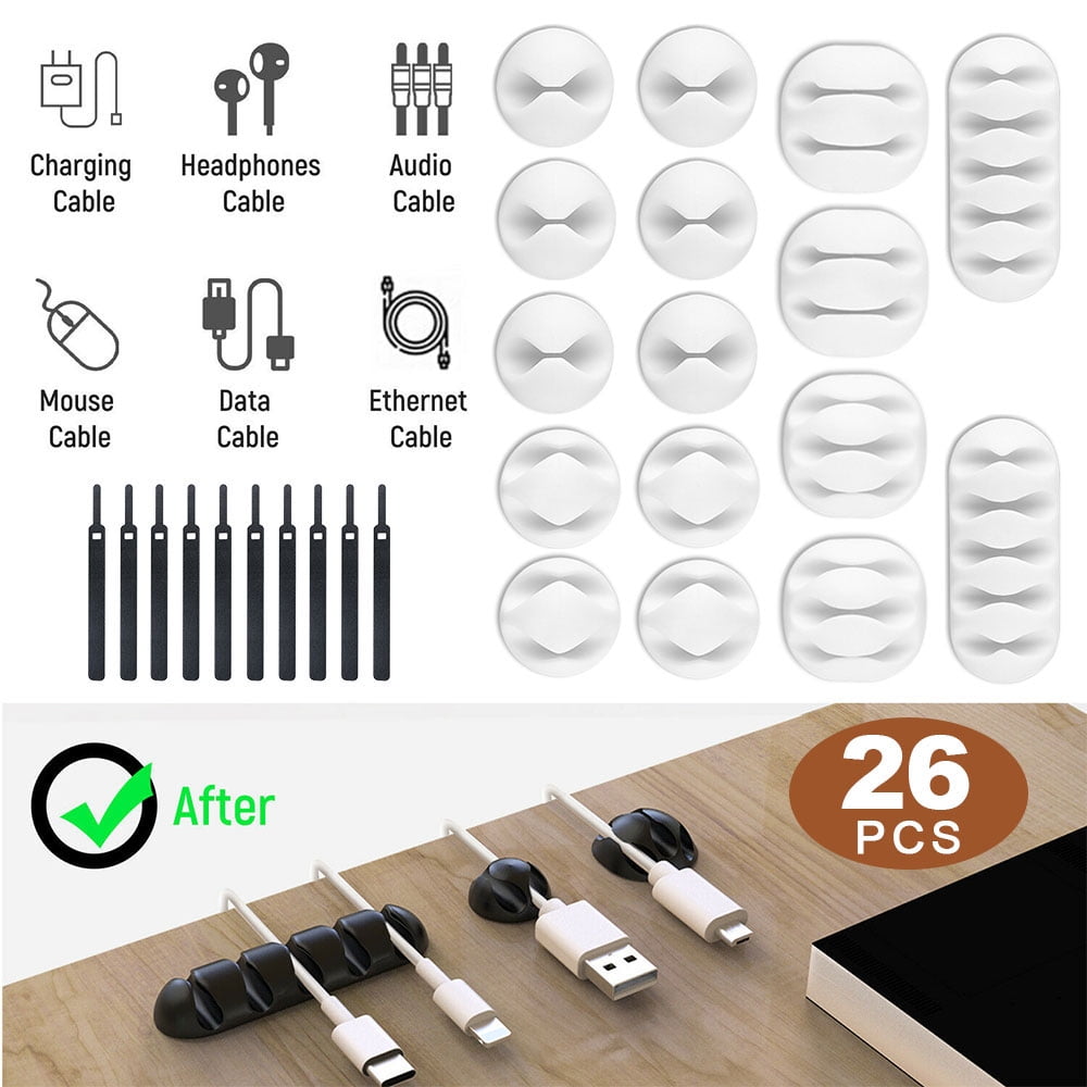 Cable Holder Clips, 26 Pcs Cable Management Cord Organizer Clips ...