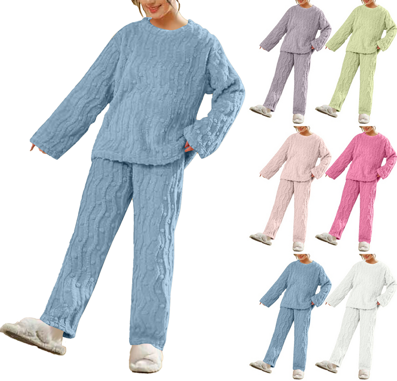 Cable Knit Fleece Pajama Sets for Women 2 Piece Cozy Matching Pajama ...